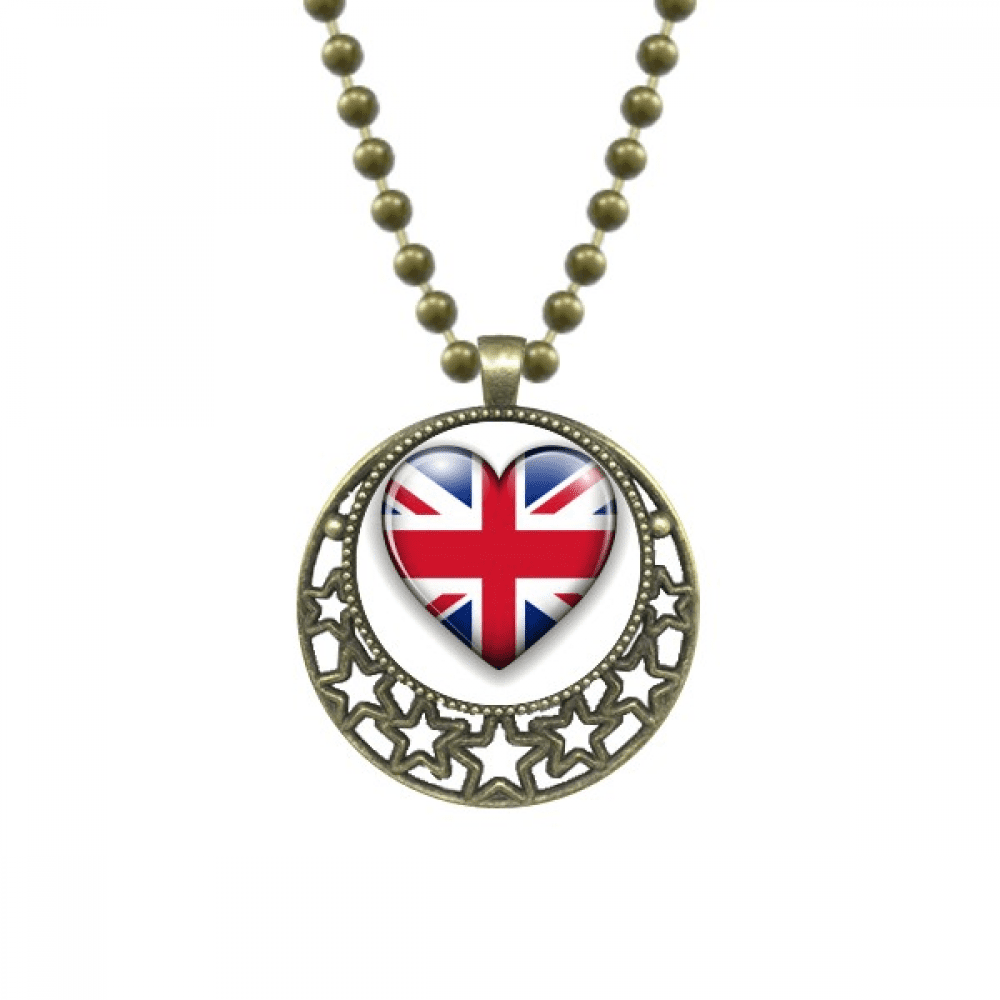 union jack shaped britain uk flag pendant star necklmoon chain jewelry ...