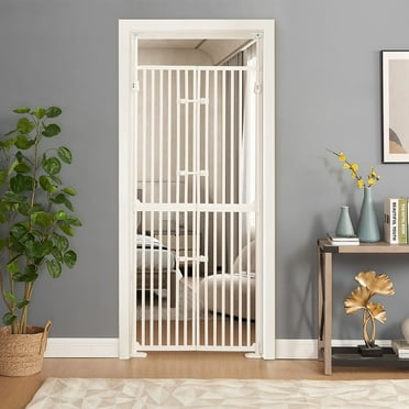 32 Inch 3 Panel Walk-Through Free Standing EZ Gate - Mahogany - Walmart.com