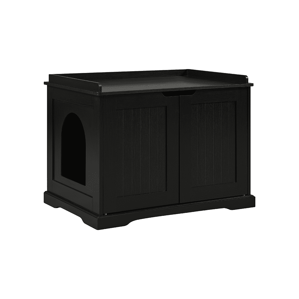 unipaws Black Cat Litter Box Enclosure Furniture, Kitty Hidden Litter ...