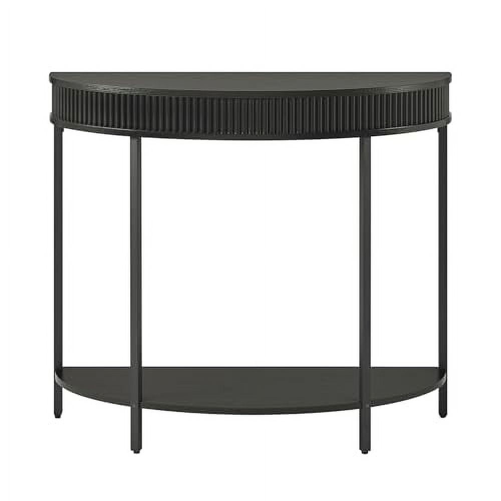 unipaws Fluted Half Moon Console Table, Modern 2-Tier Black Entryway ...