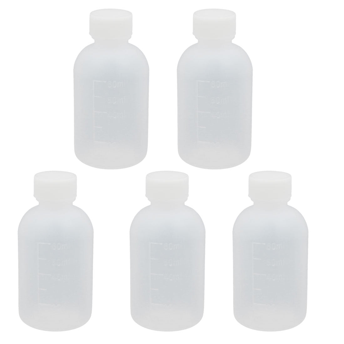 unique Bargains 5pcs 2oz HDPE Plastic White Refillable Narrow Mouth ...