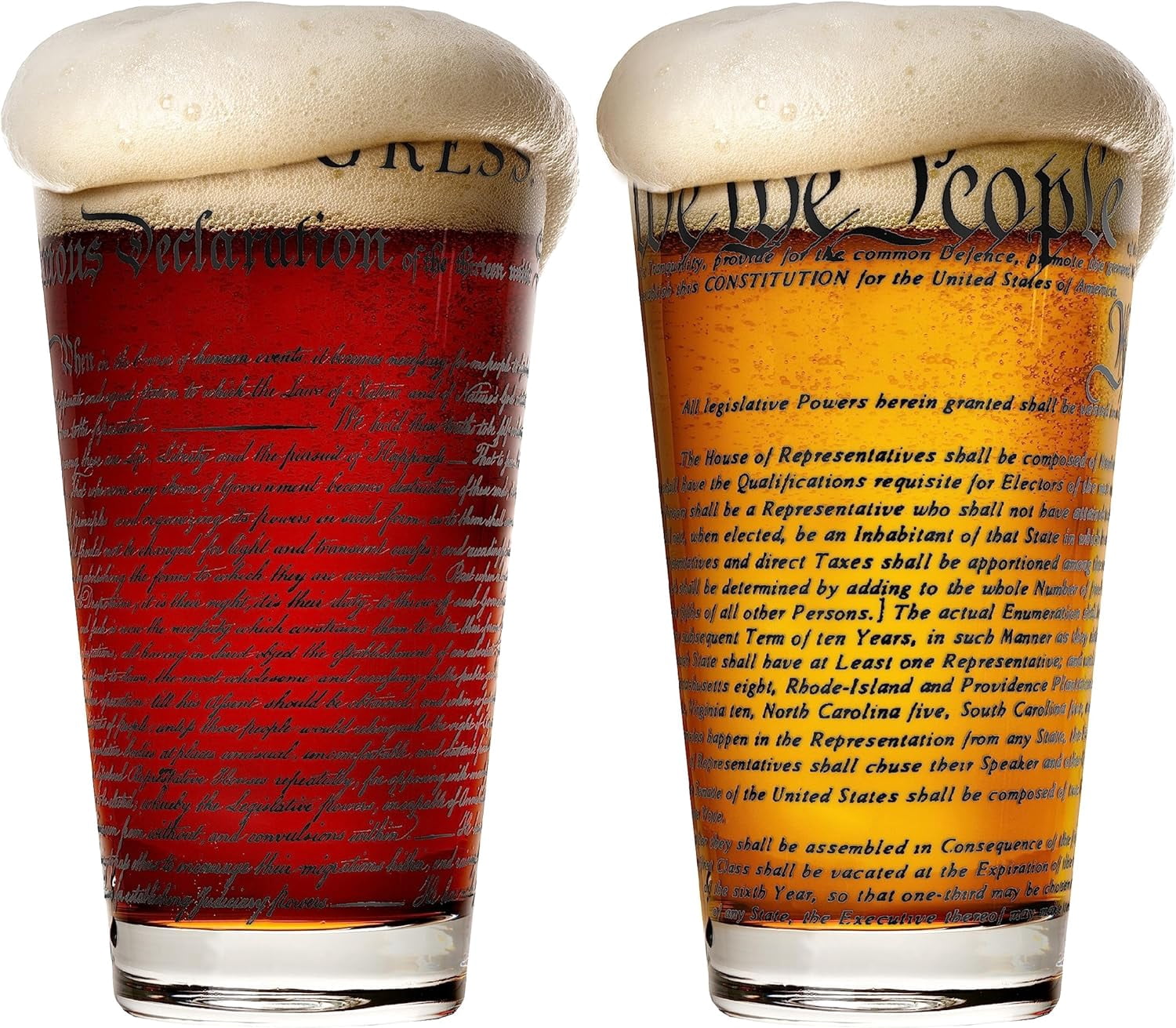 united states constitution & declaration of independence glasses (set ...