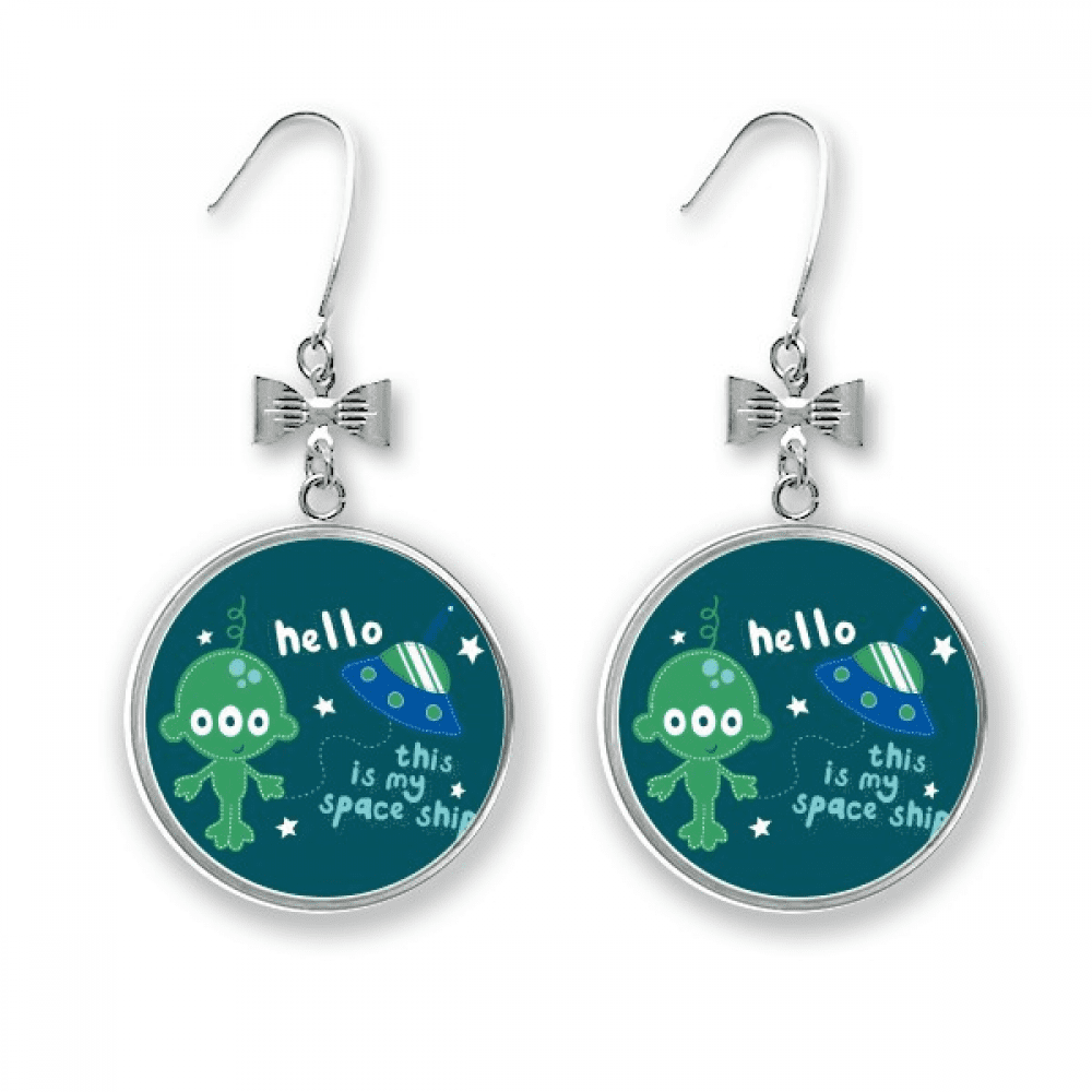universe and alien hello alien bow earrings drop stud pierced hook ...