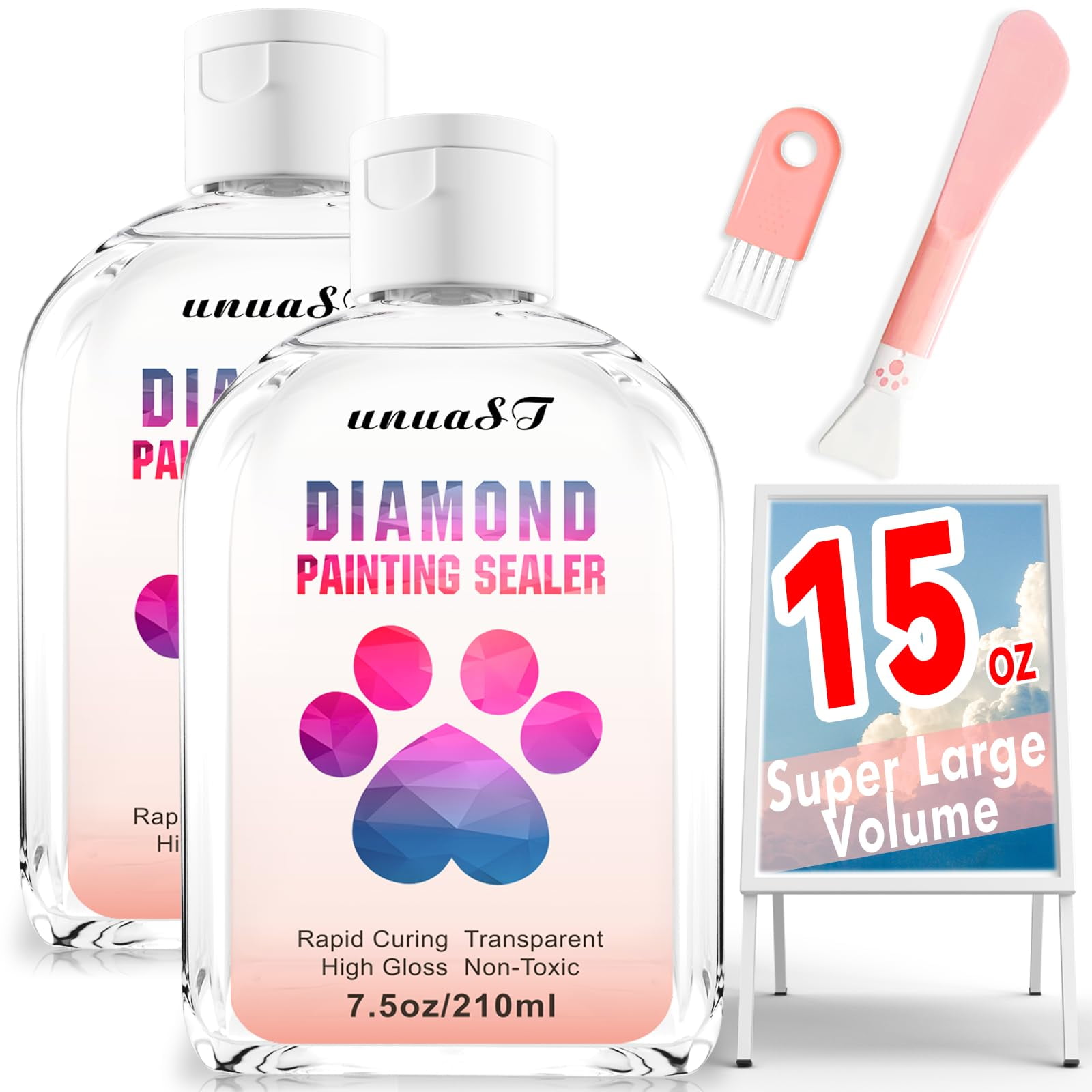 unuaST Diamond Puzzles for Adults (420ML) C3 Painting Sealer Kit 15OZ with Brushes, Diamond Art ...