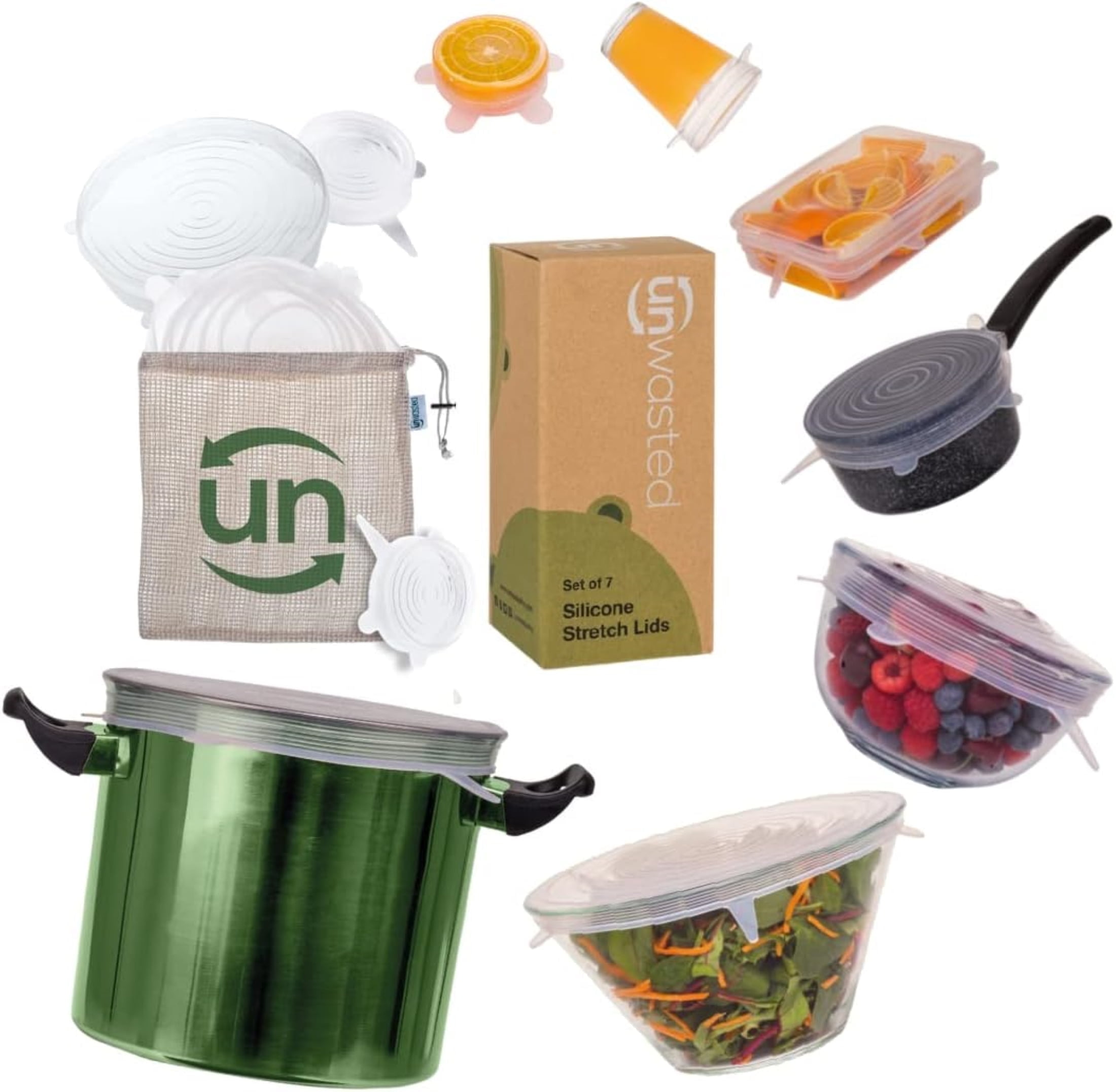 unwasted Reusable Silicone Lids (Variety Pack) – Upgrade Your Kitchen ...