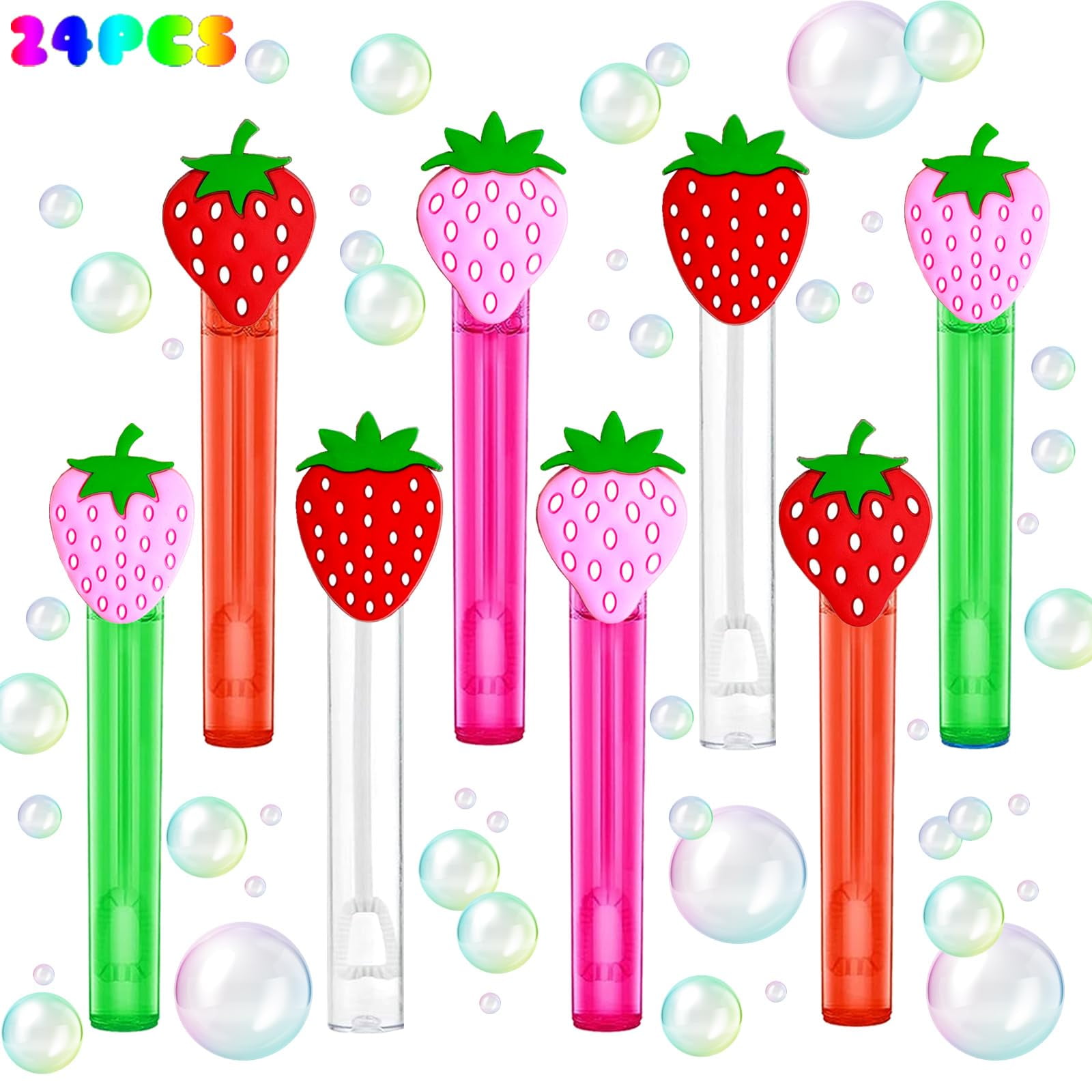 uoyoi Strawberry Party Favors,24Pcs Strawberry Bubble Wands for Kids ...