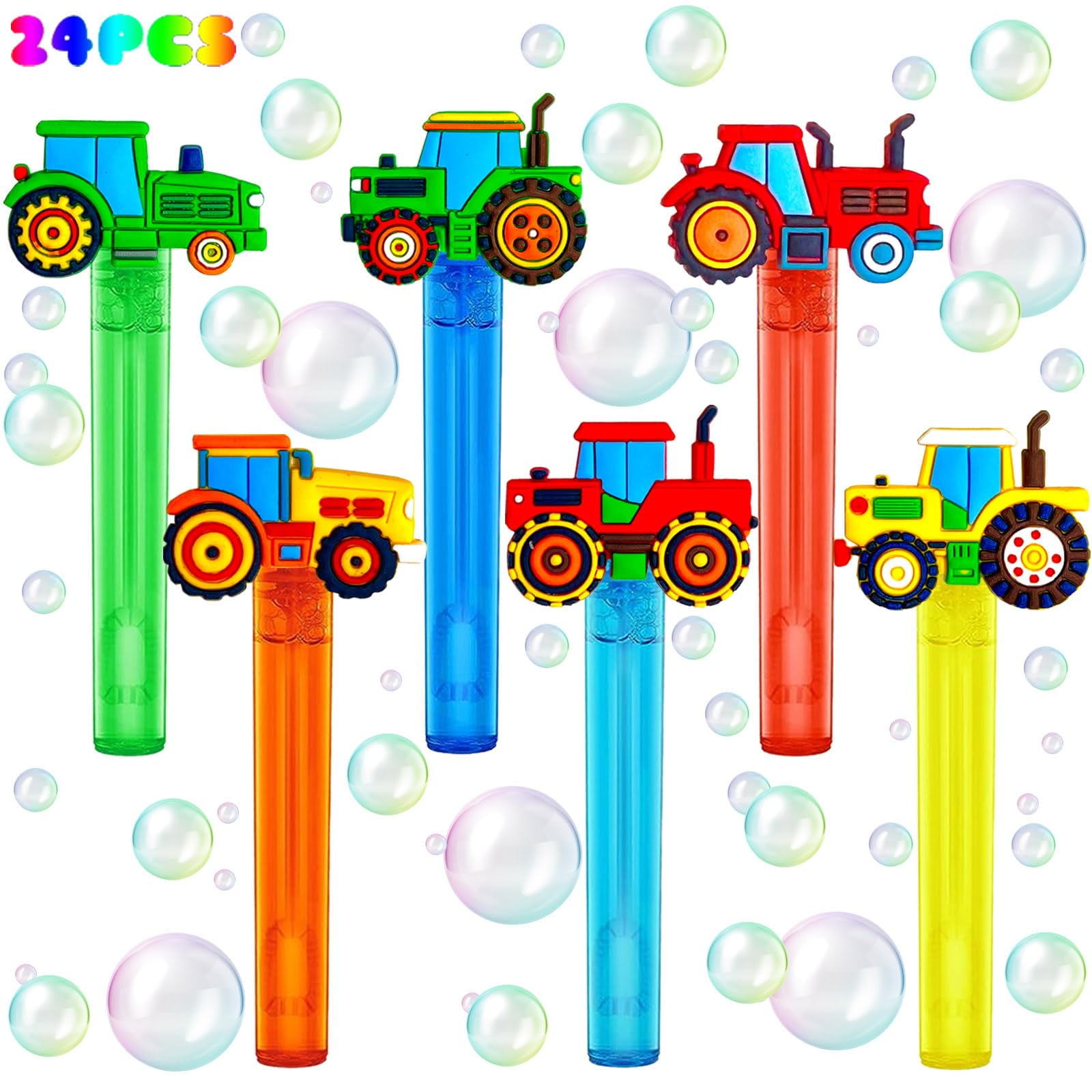 uoyoi Tractor Party Favors,24Pcs Farm Tractor Bubble Wands for Kids ...