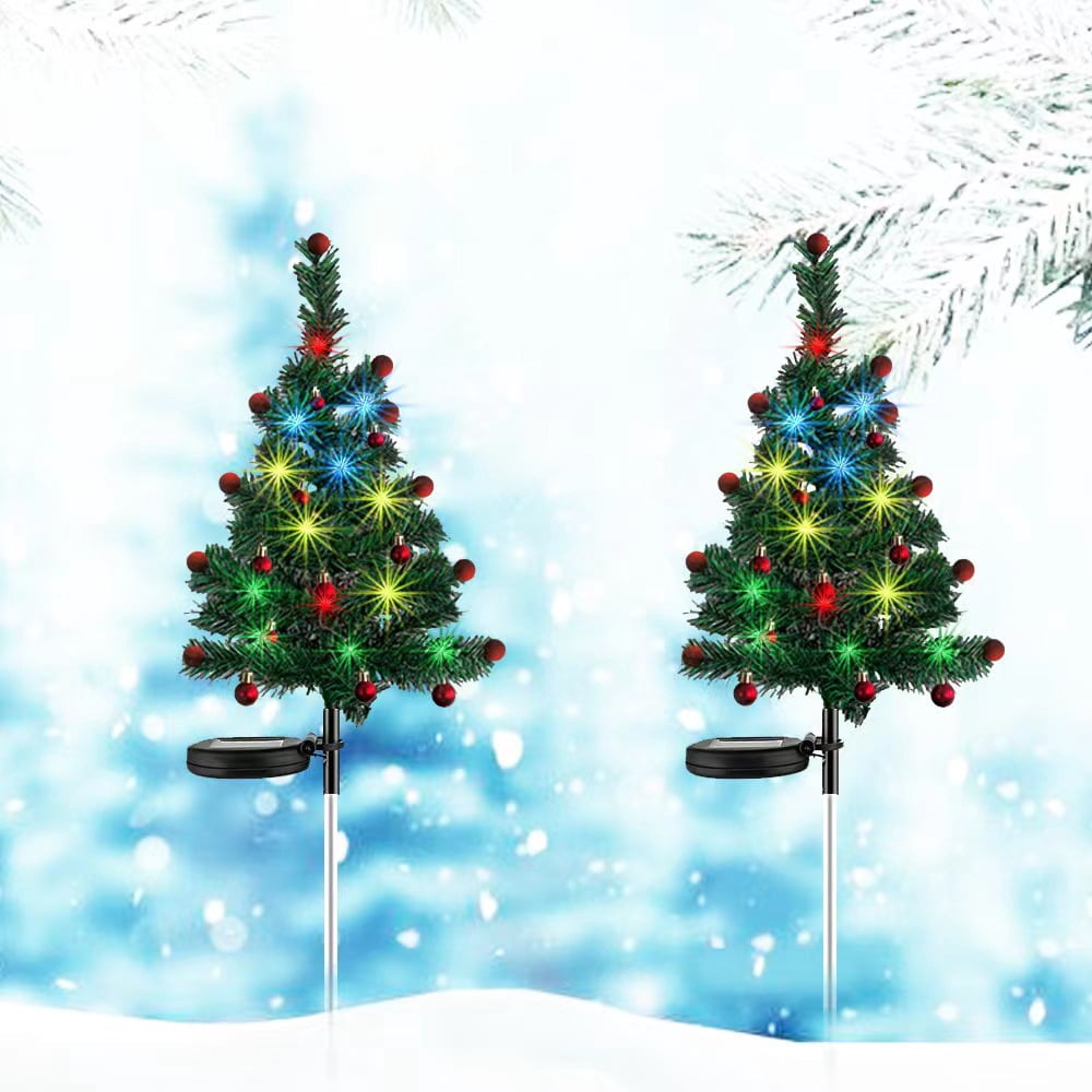 upgraded 2-Packs Solar Christmas Tree Pathway Lights outdoor Christmas ...