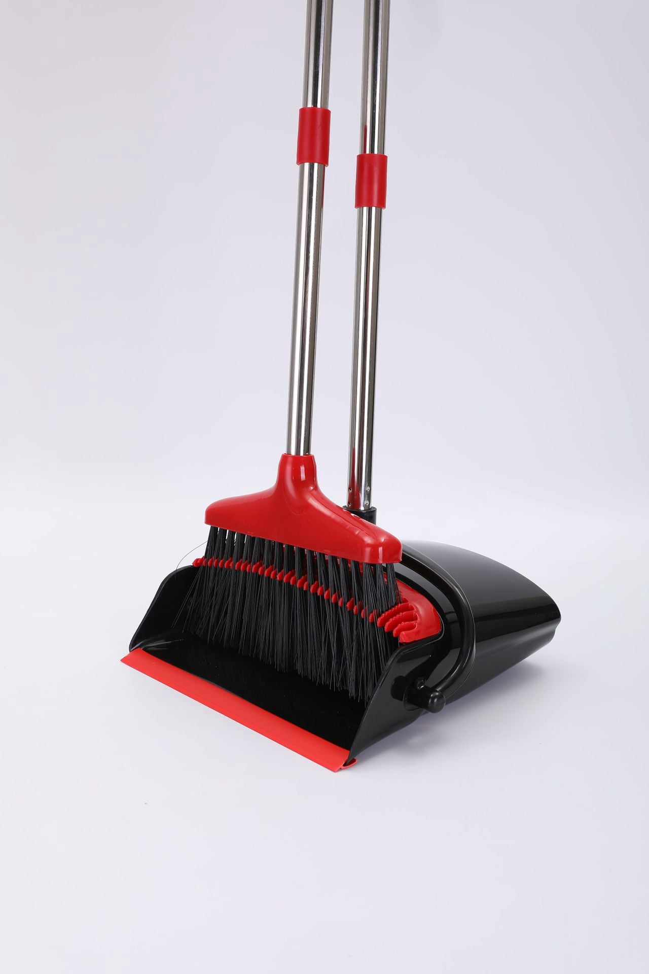 upgraded broom and dustpan set with dustpan teeth, self-cleaning ...