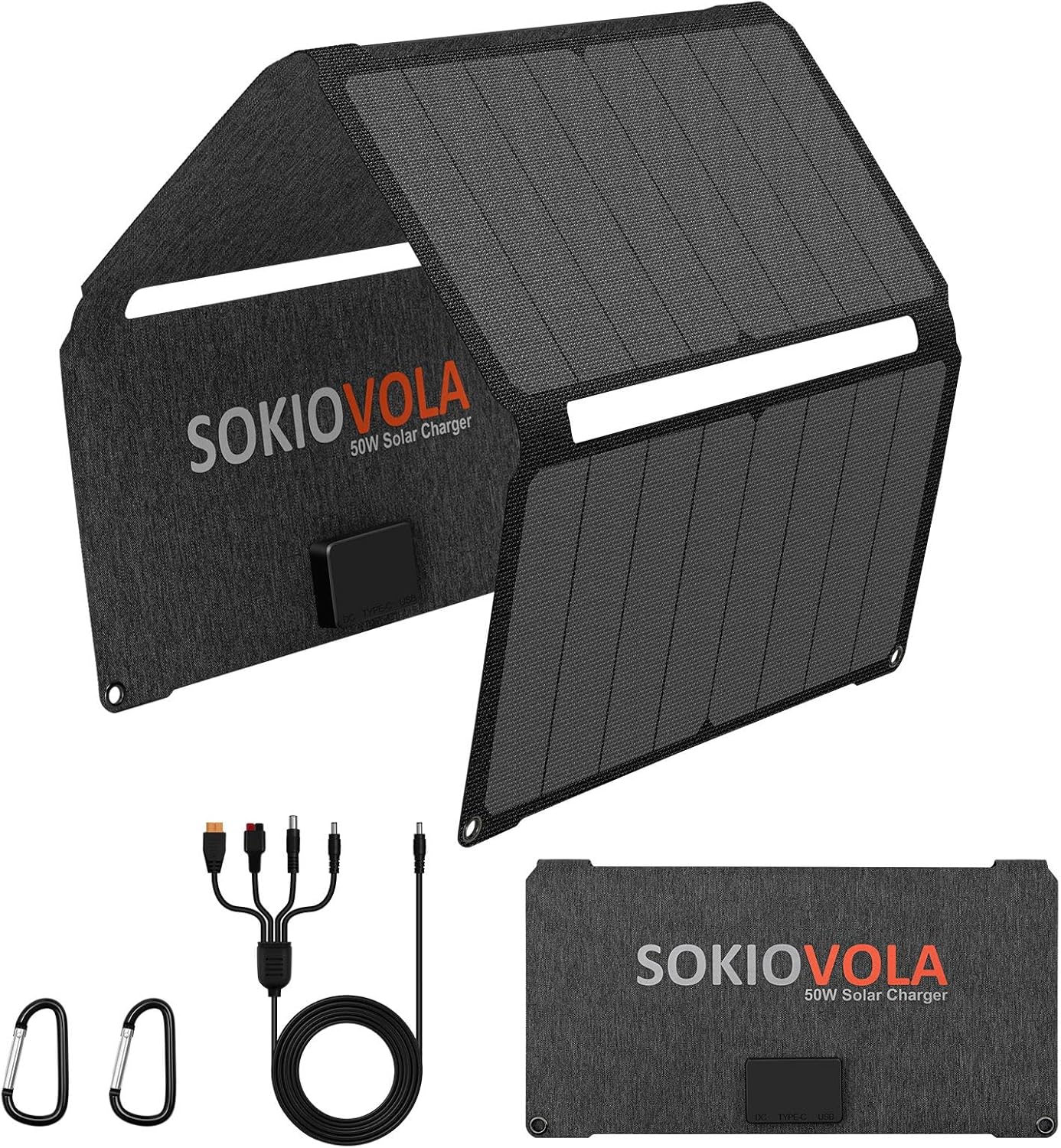 [upgraded] foldable solar panels 50w portable solar panel charger 3 ...
