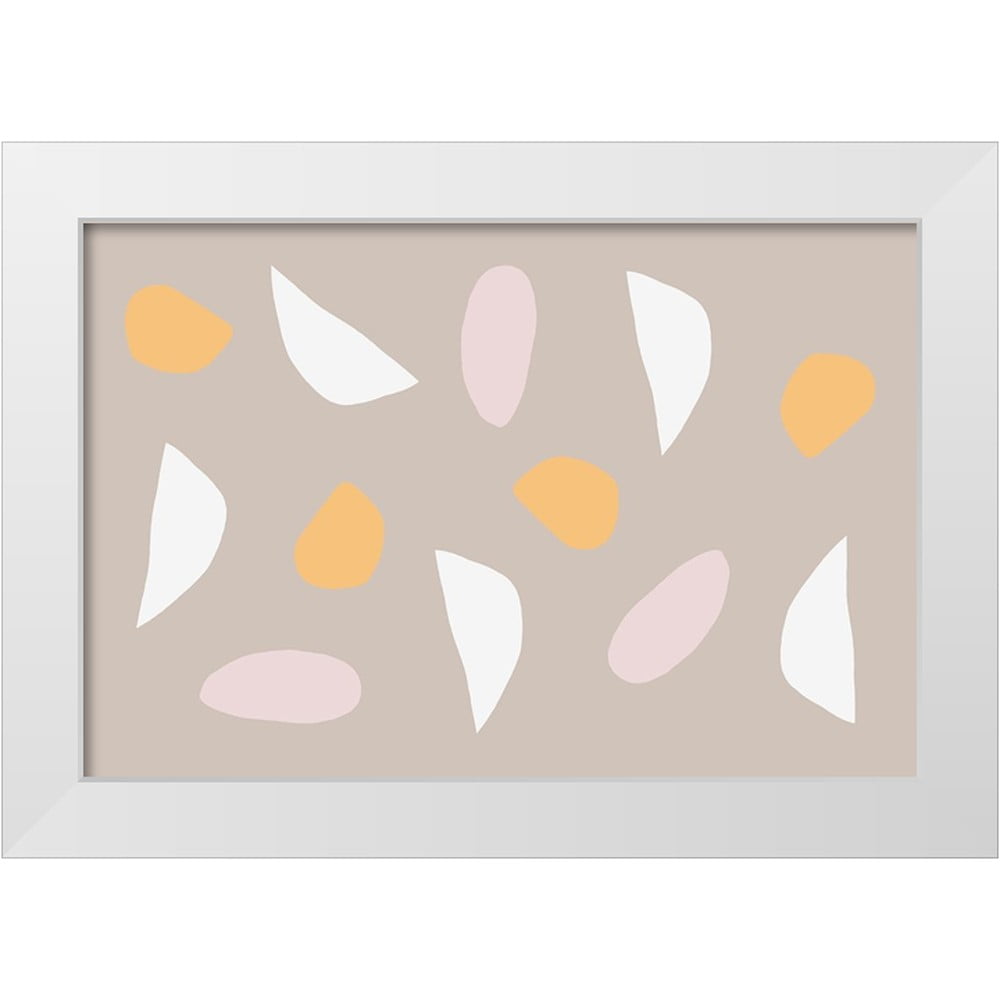 uplusmestudio 24x17 White Modern Wood Framed Museum Art Print Titled - Happy Abstract No 2 ...