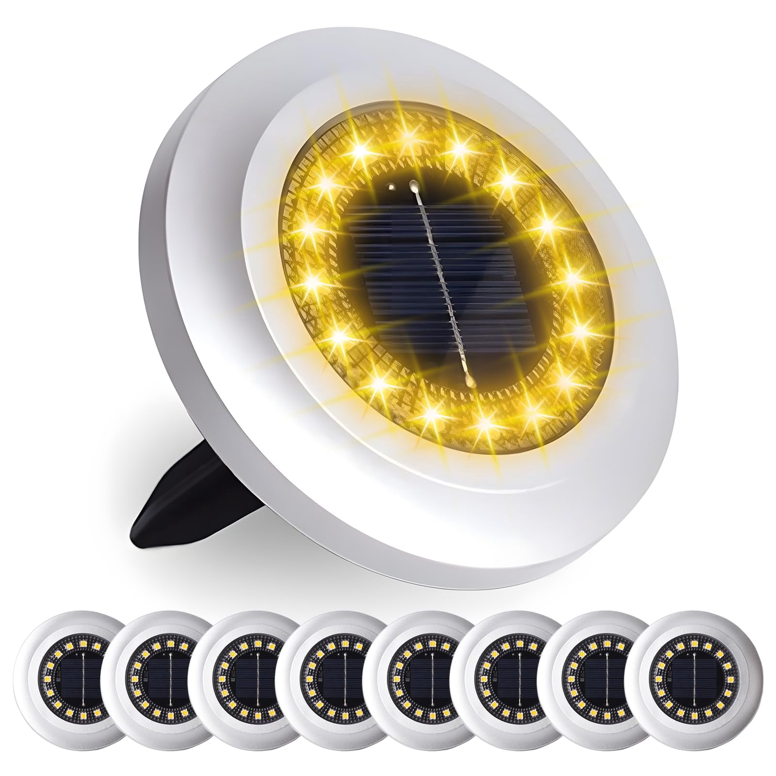 upperosey Solar Ground Light 8 Packs, Upgraded 16-LEDs Solar Outdoor ...