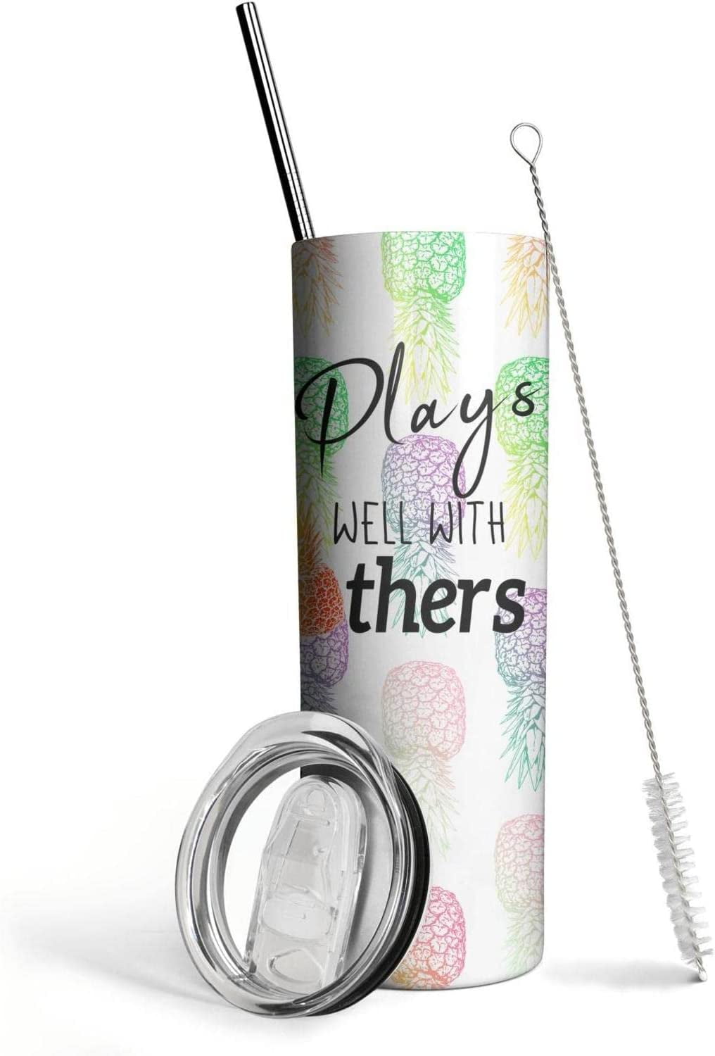 upside down pineapple tumbler - pineapple gifts for women - pineapple print skinny tumblers with ...