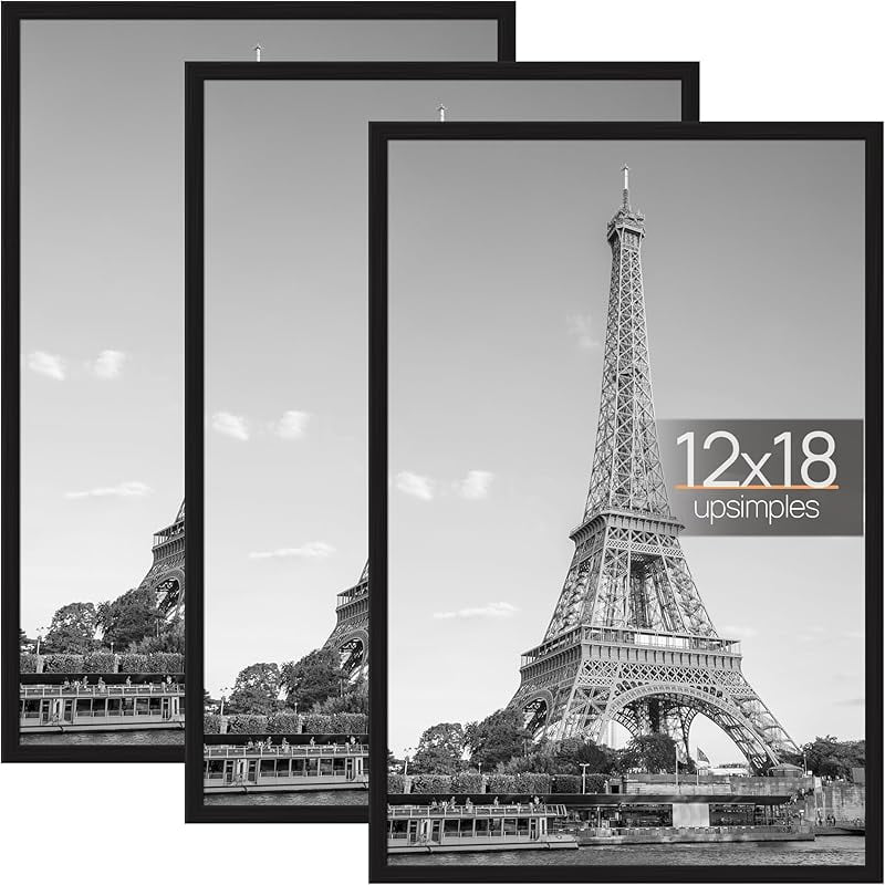 upsimples 24x36 Poster Frame Black 3 Pack, Scratch-Proof Picture Frames ...