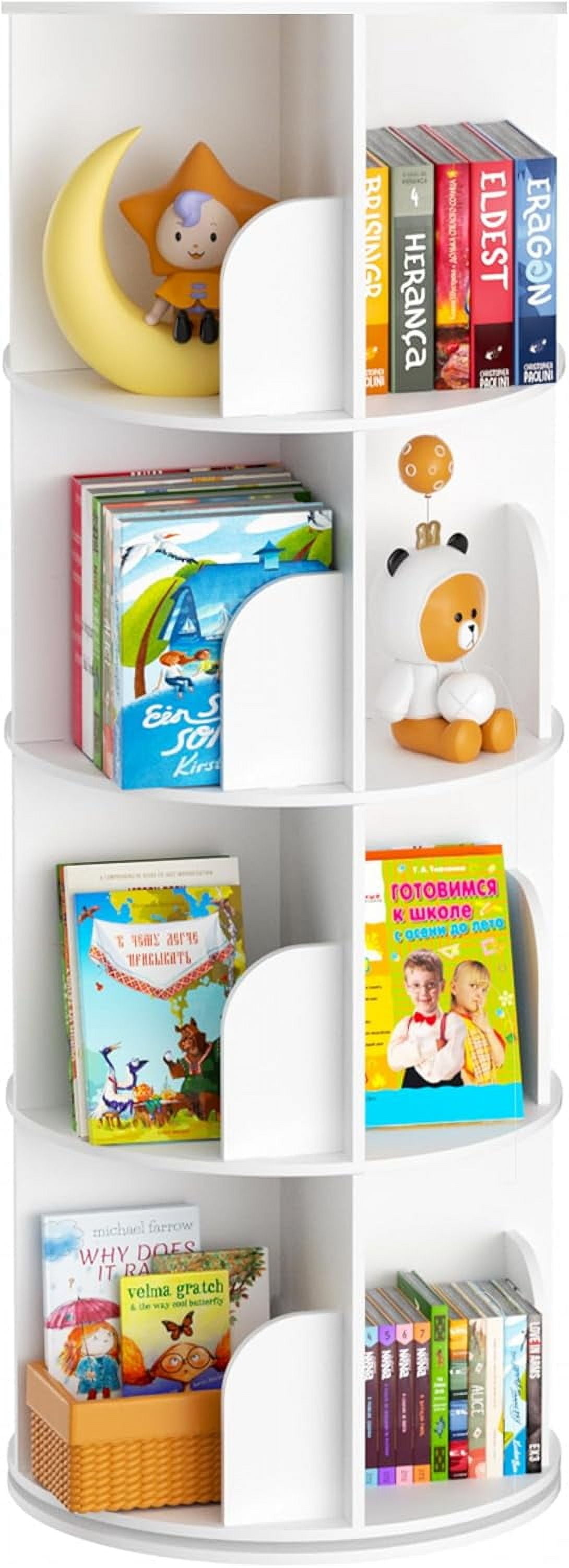 upsimples Rotating Bookshelf, 360° Display Corner Shelf for Book, 4 ...