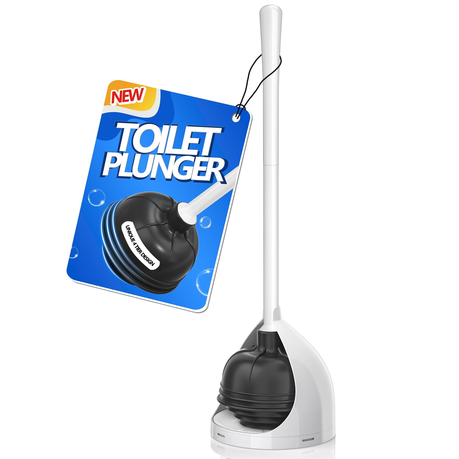 uptronic Toilet Plunger with Holder, Unique Plunger with All-Angle ...