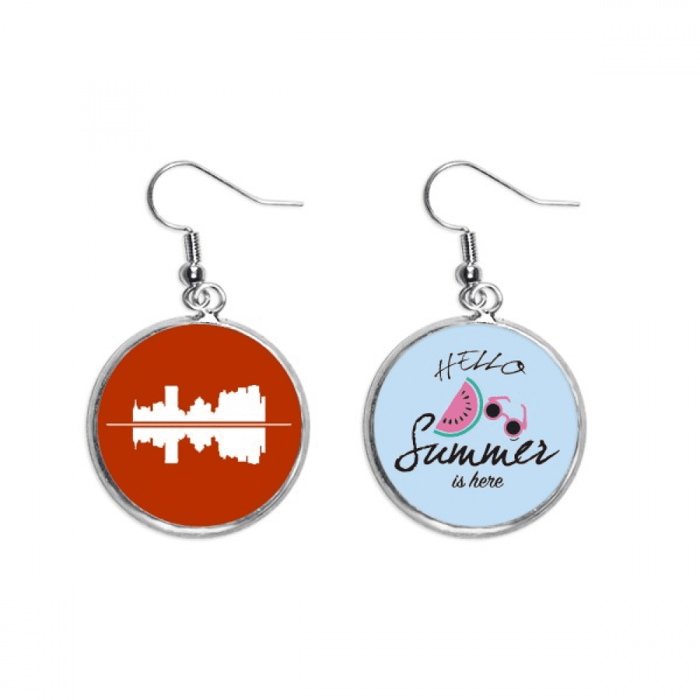 urban landscape signs symbolize reflected tall buildings earring drop ...