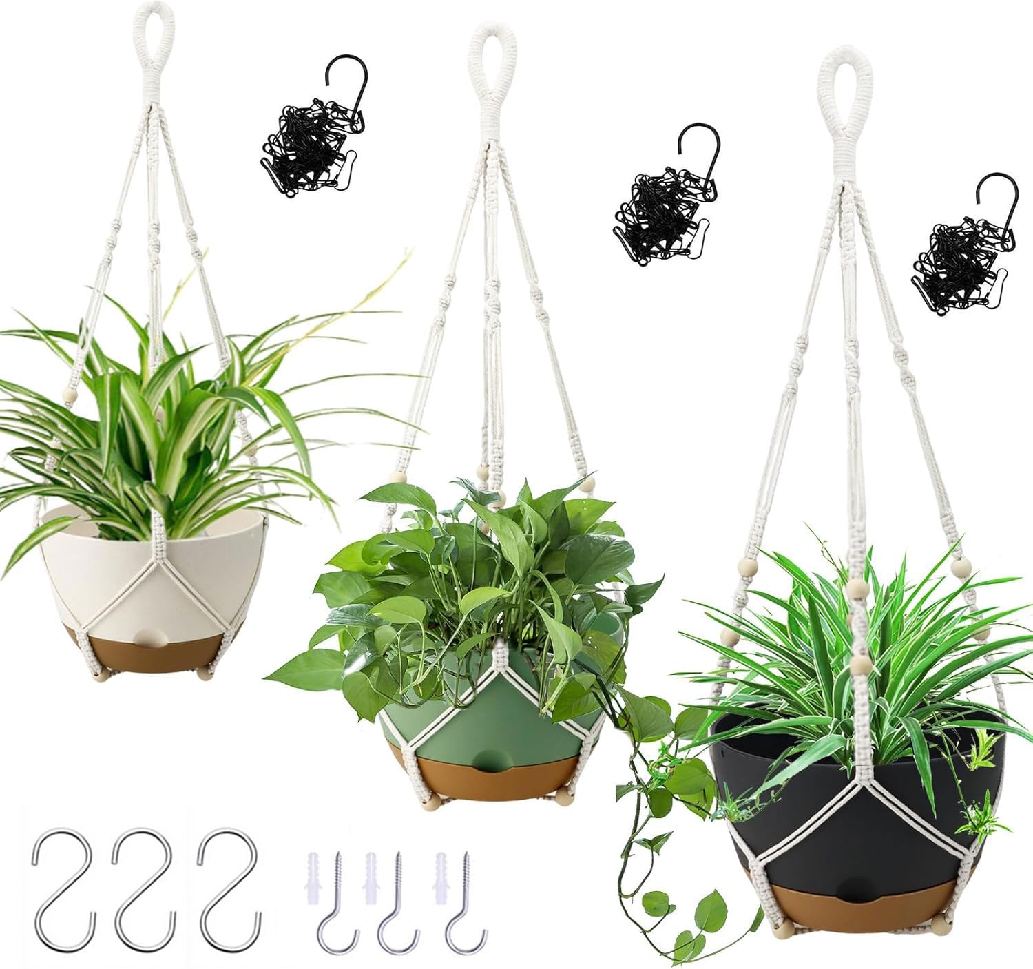 urorentea 3Pack 10Inch Hanging Planters, Self-Watering Hanging Baskets ...