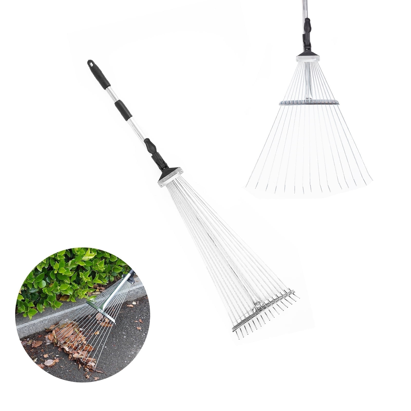 urorentea 65inch Adjustable Garden Leaf Rake, Metal Yard Rake for ...
