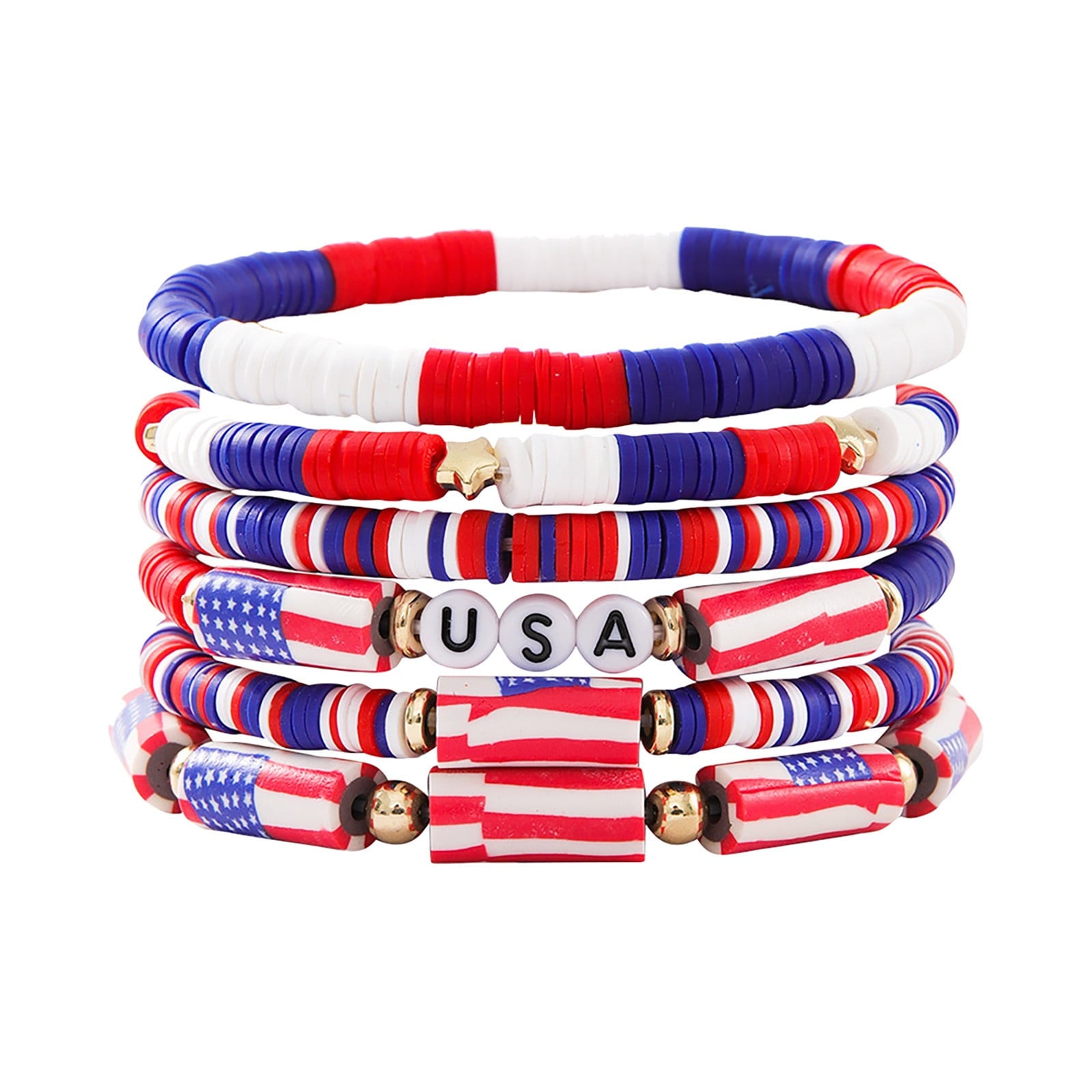 usa 4th of july bracelets, 6 inch american flag stretchable bracelet ...
