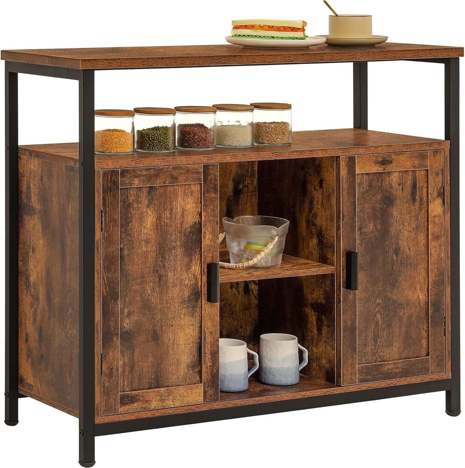usikey Storage Cabinet with 2 Doors, Buffet Cabinet with Adjustable ...