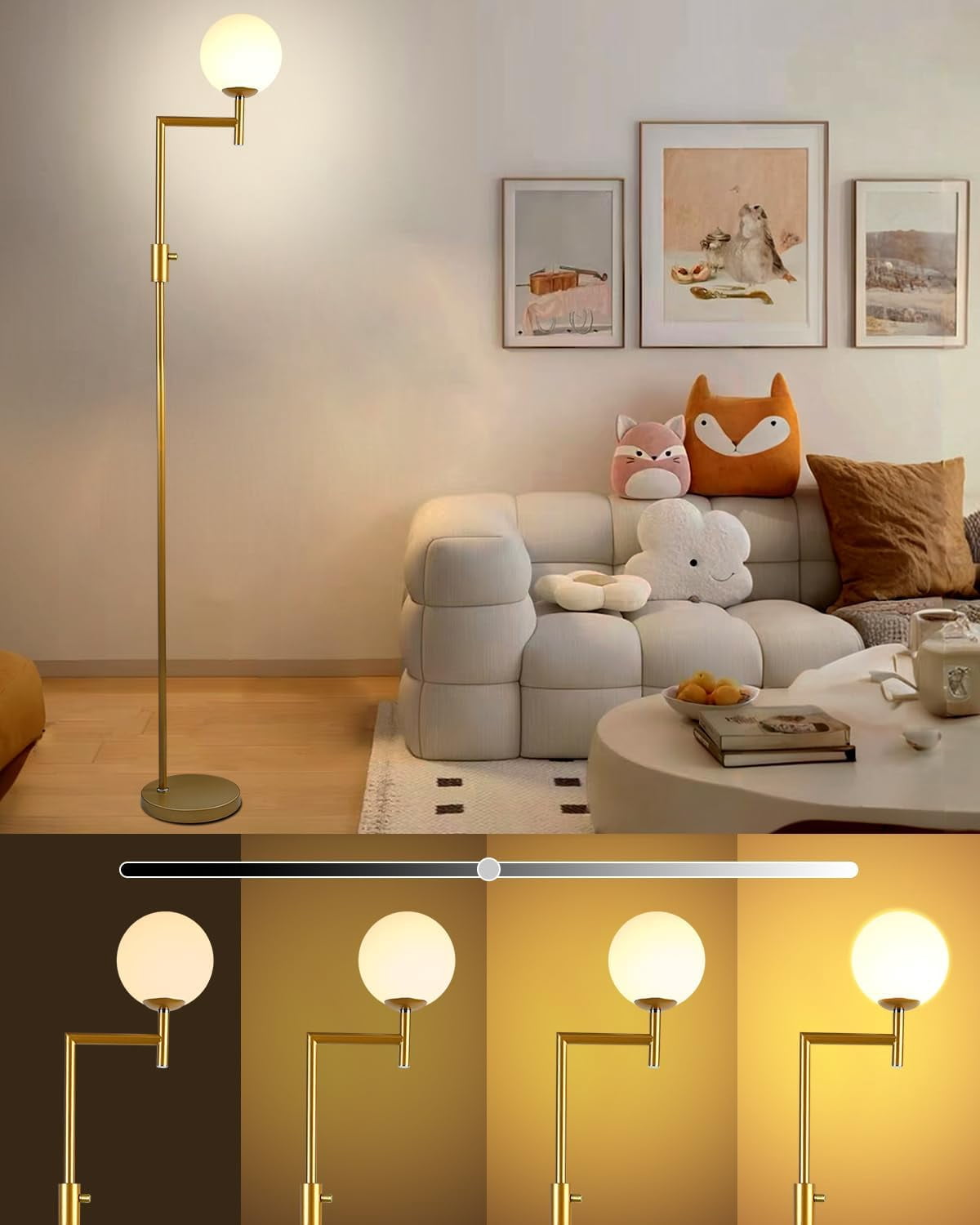 utaycrol 64Inch Dimmable White Floor Lamp Industrial Farmhouse Standing ...