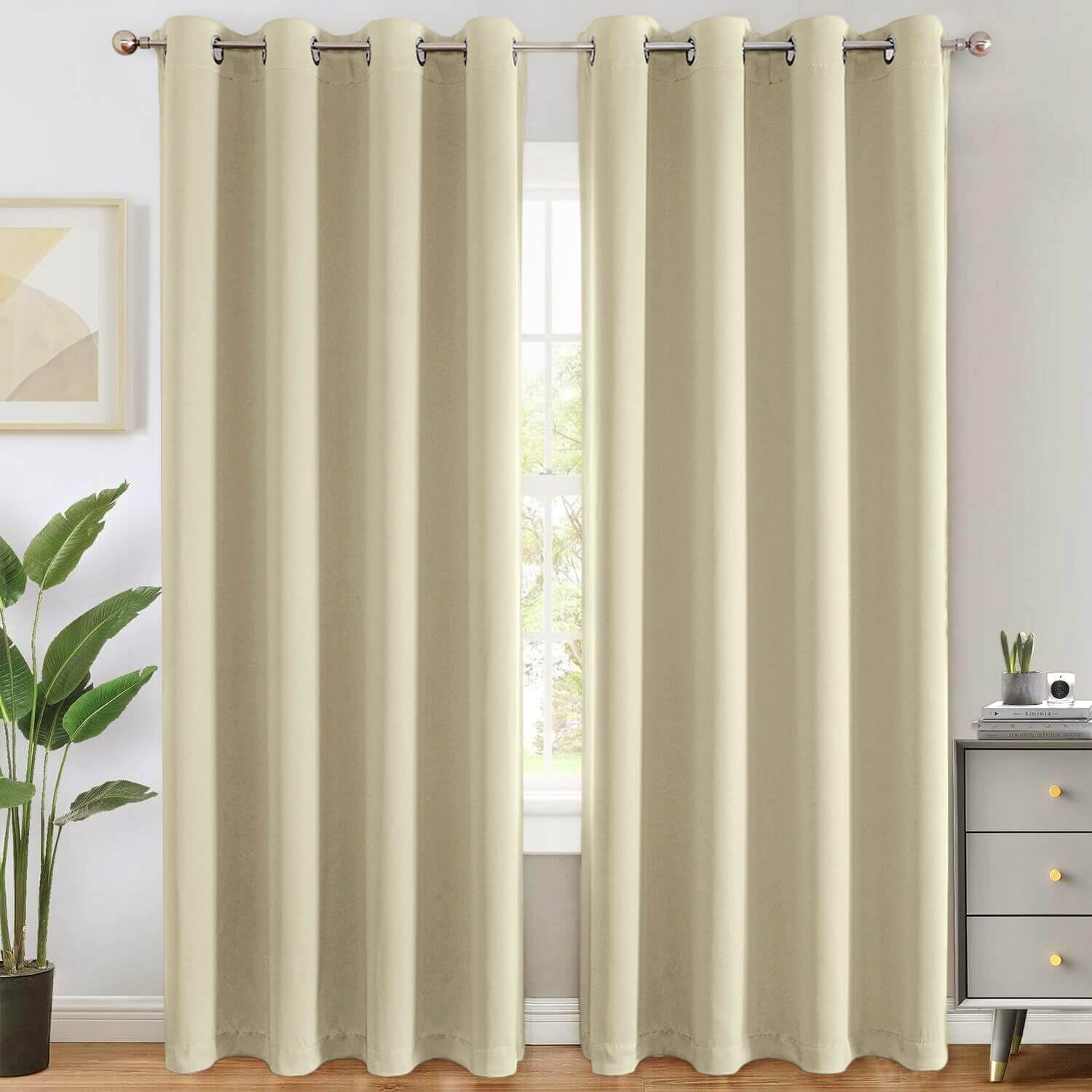 utaycrol Silver Metallic Curtains Sparkle Faux Silk Curtain for Bedroom ...