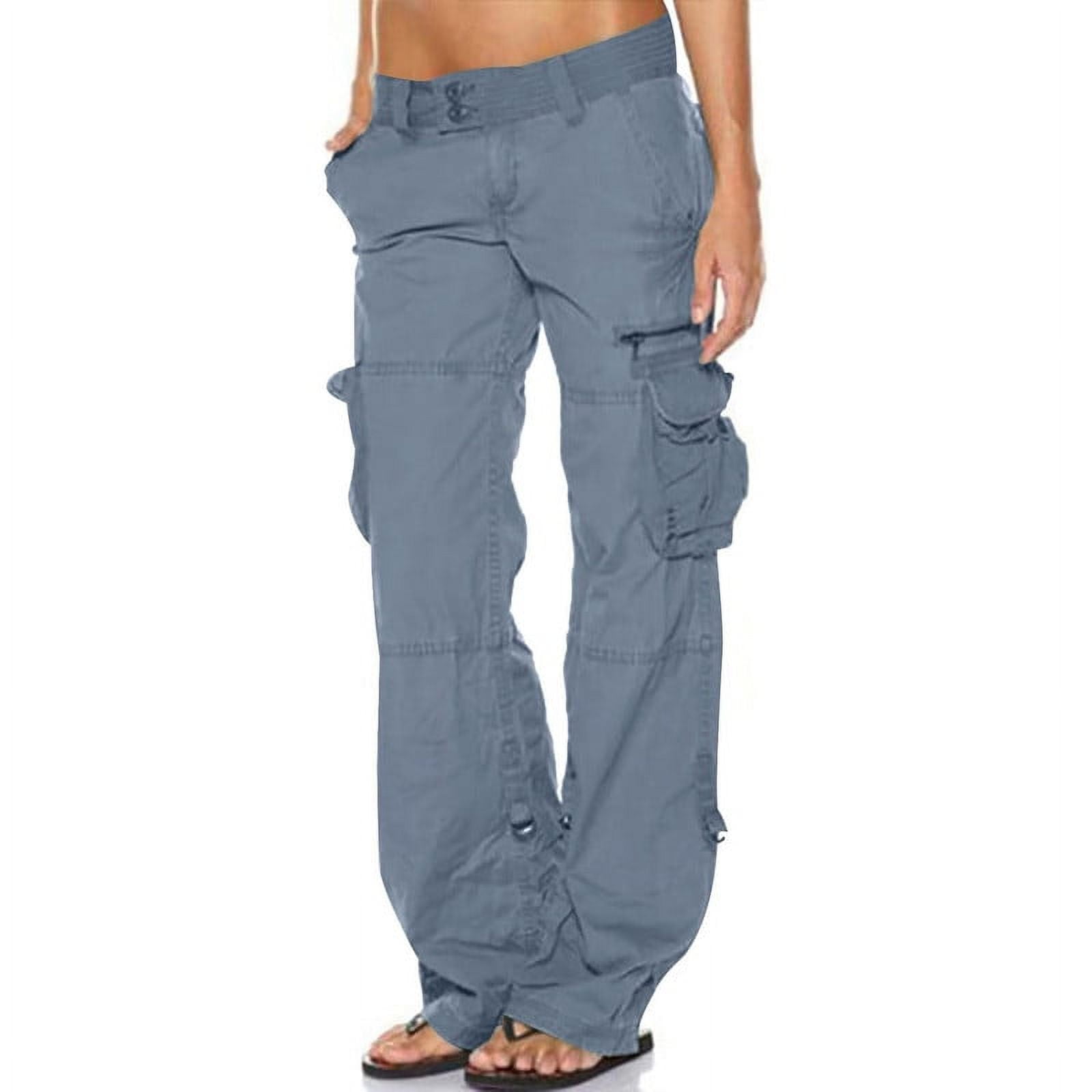 utcoco Women's Casual Cargo Pants Multiple Pockets Loose Straight Leg ...