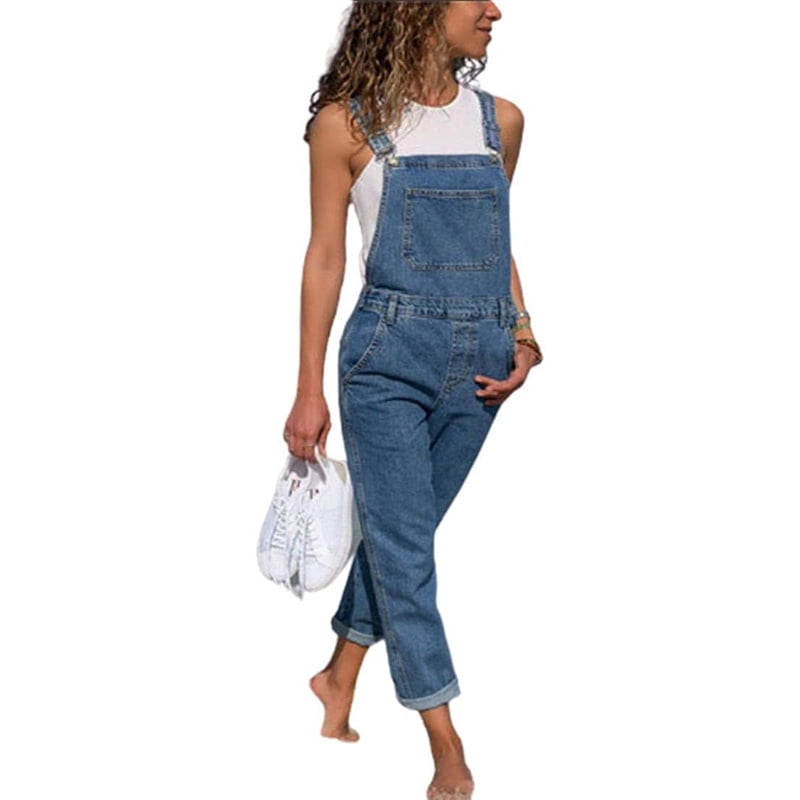 utcoco Women's Casual Slim Fit Solid Denim Bib Overalls - Walmart.com