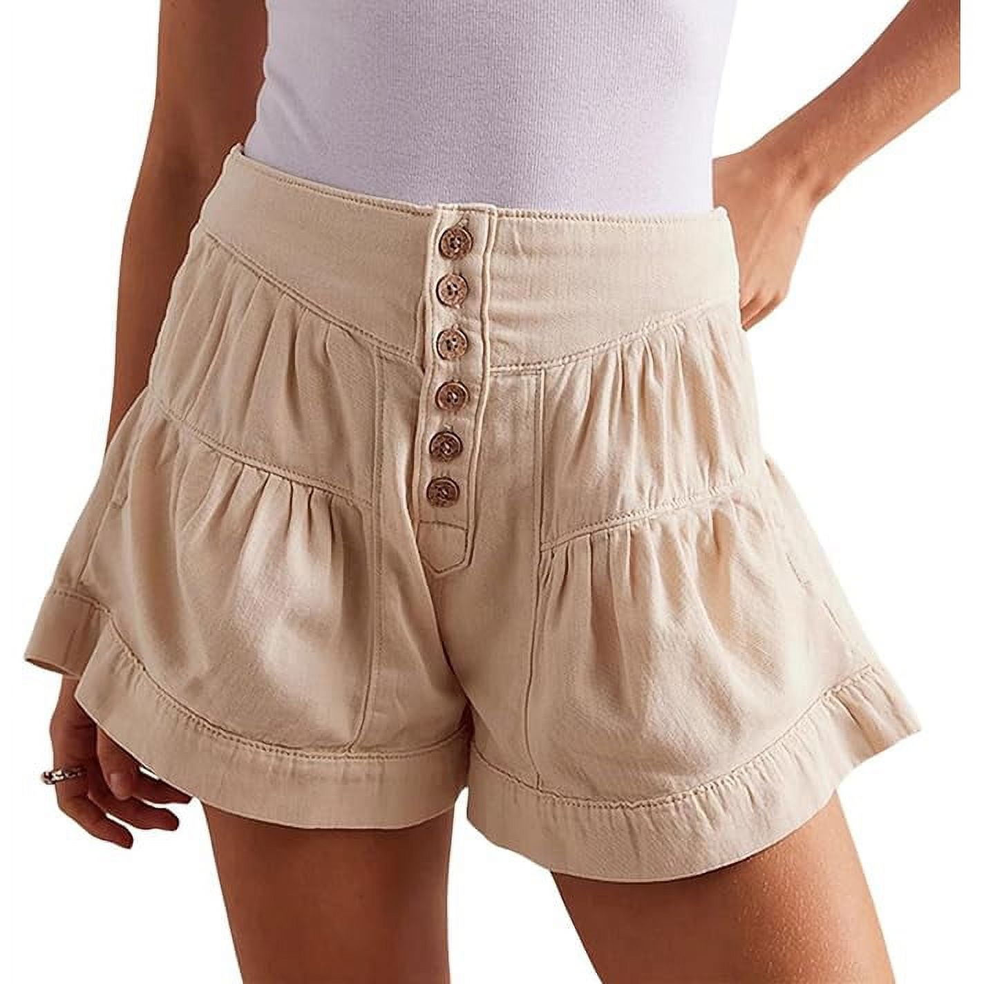 utcoco Women's Summer High Waisted Wide Leg Buttons Denim Shorts ...