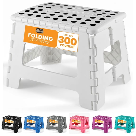 Utopia Home Folding Step Stool with Handle – 9 Inch Anti Slip ...