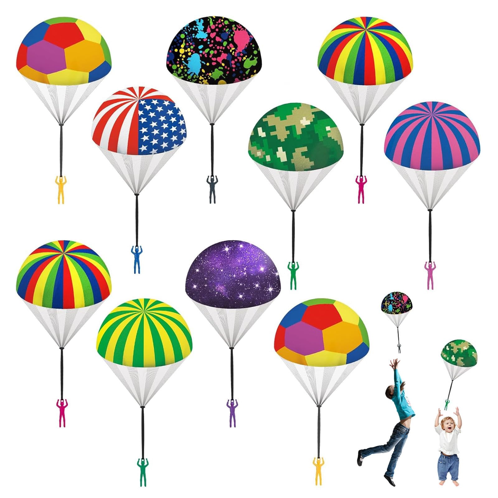utosday Parachute Toy Outdoor Flying Parachute for Kid, Throwing ...
