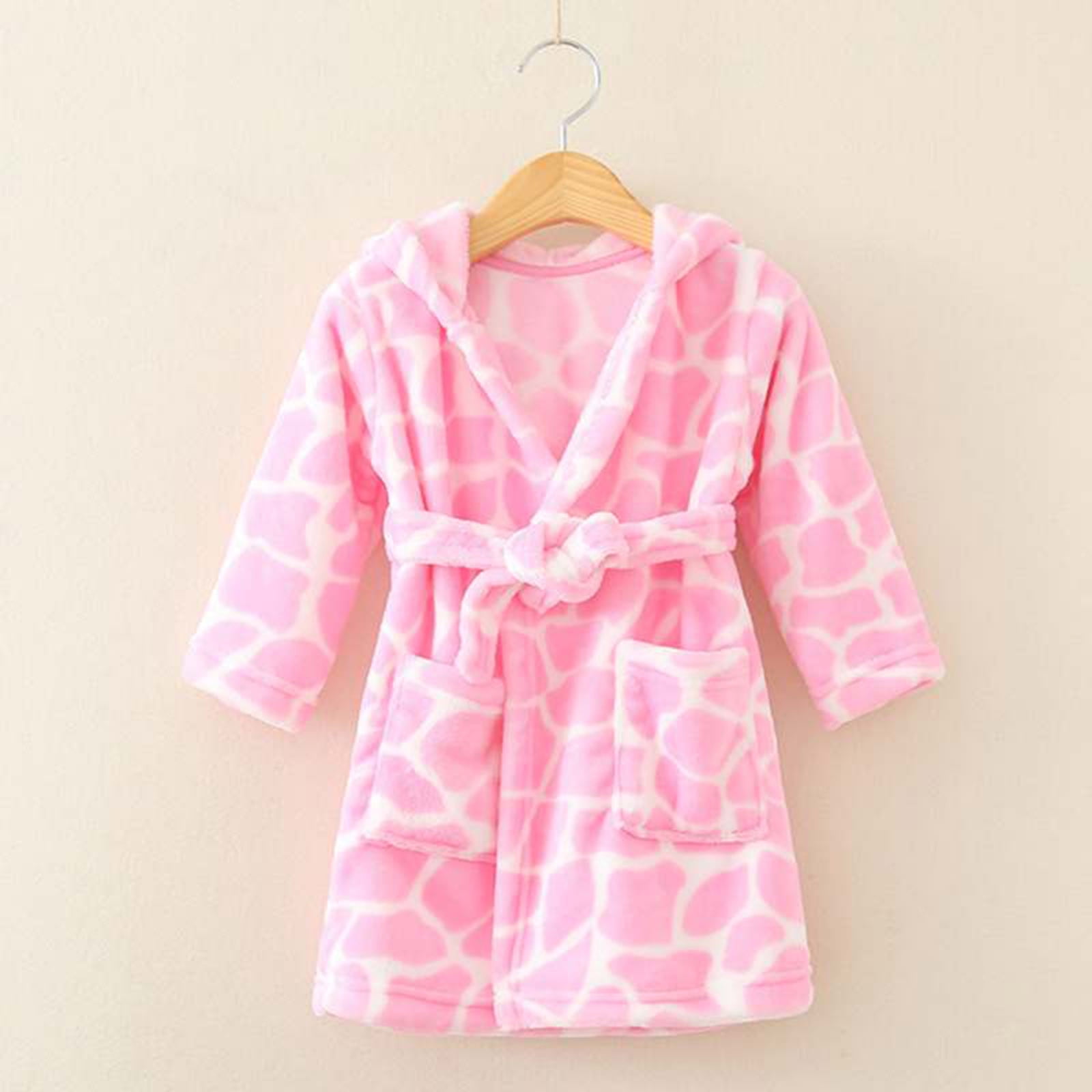 uublik Boys Bathrobe Flannel Hooded Robe Cozy Warm Thick Cute Printed ...