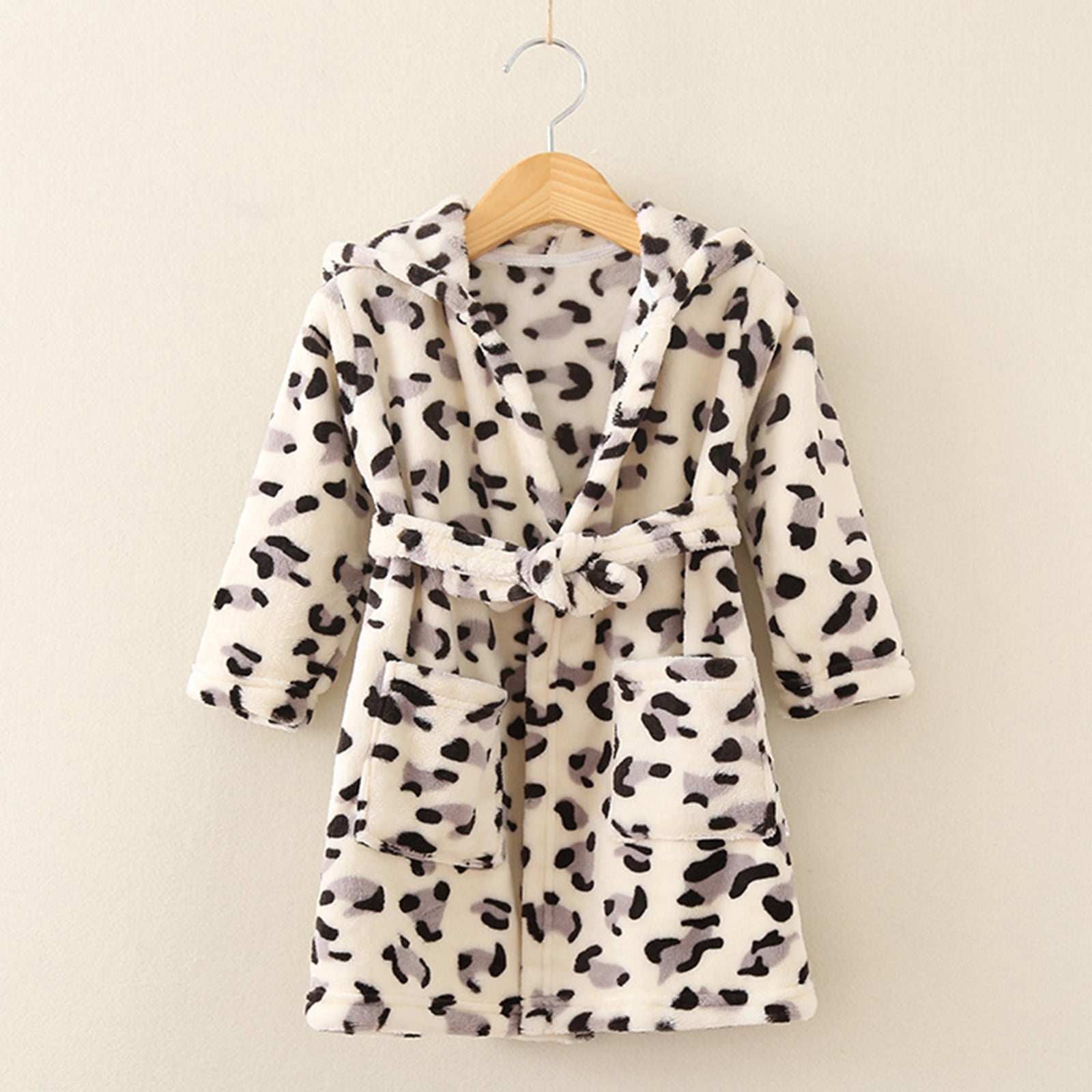 uublik Girls Bathrobe Thick Cozy Warm Cute Printed with Pockets Flannel ...