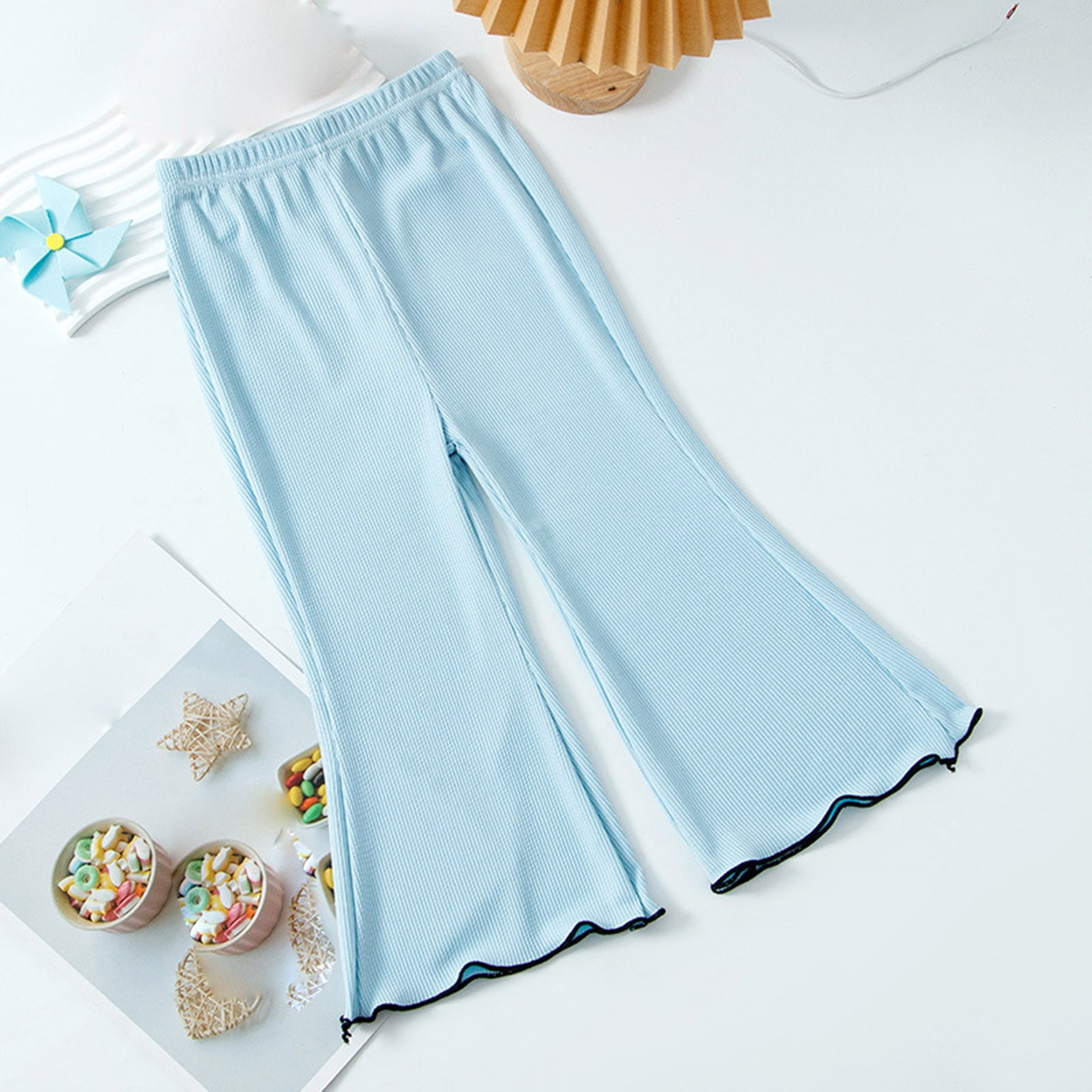 uublik Girls Bell Bottom Pants 2-10 Years Flare Wide Leg Sweatpants ...