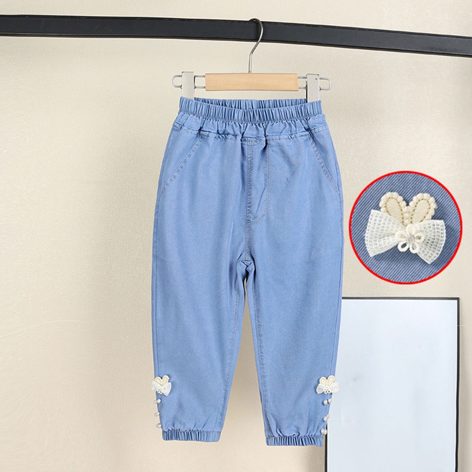 uublik Girls Stretch Jeans 3-8 Years Elastic Waist Denim Pant Fashion ...