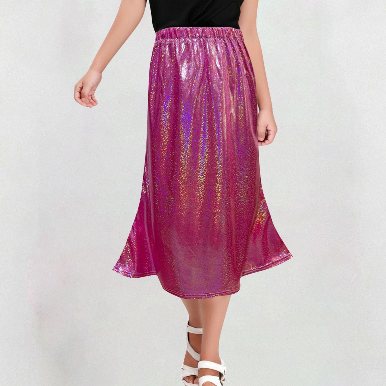 uublik Midi Skirts for Girls Hot Pink Sequin Skirt Birthday Holiday ...
