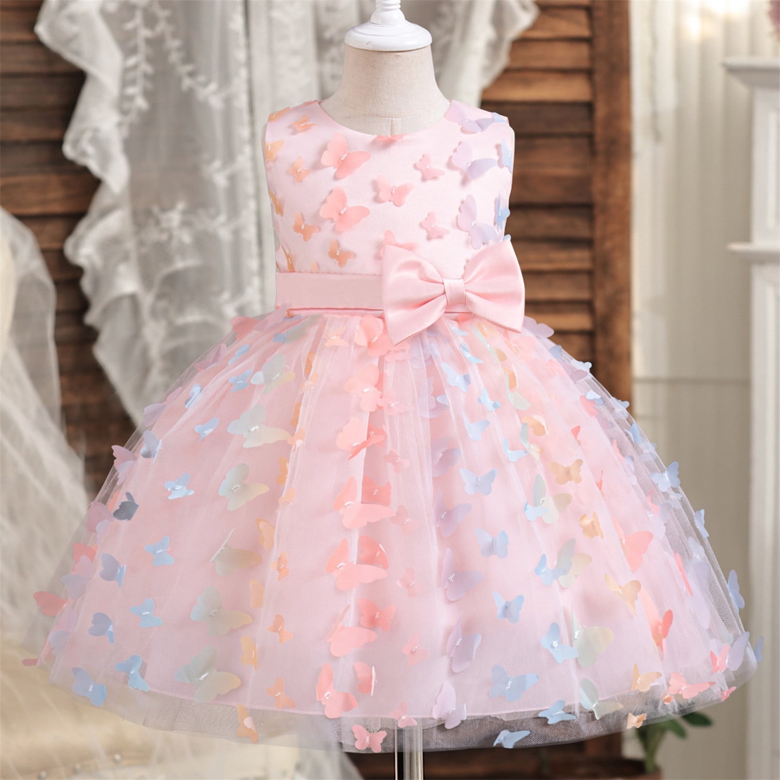 uublik Party Dress for Girls Size 3T-8 Sleeveless Tulle Dresses Kids ...
