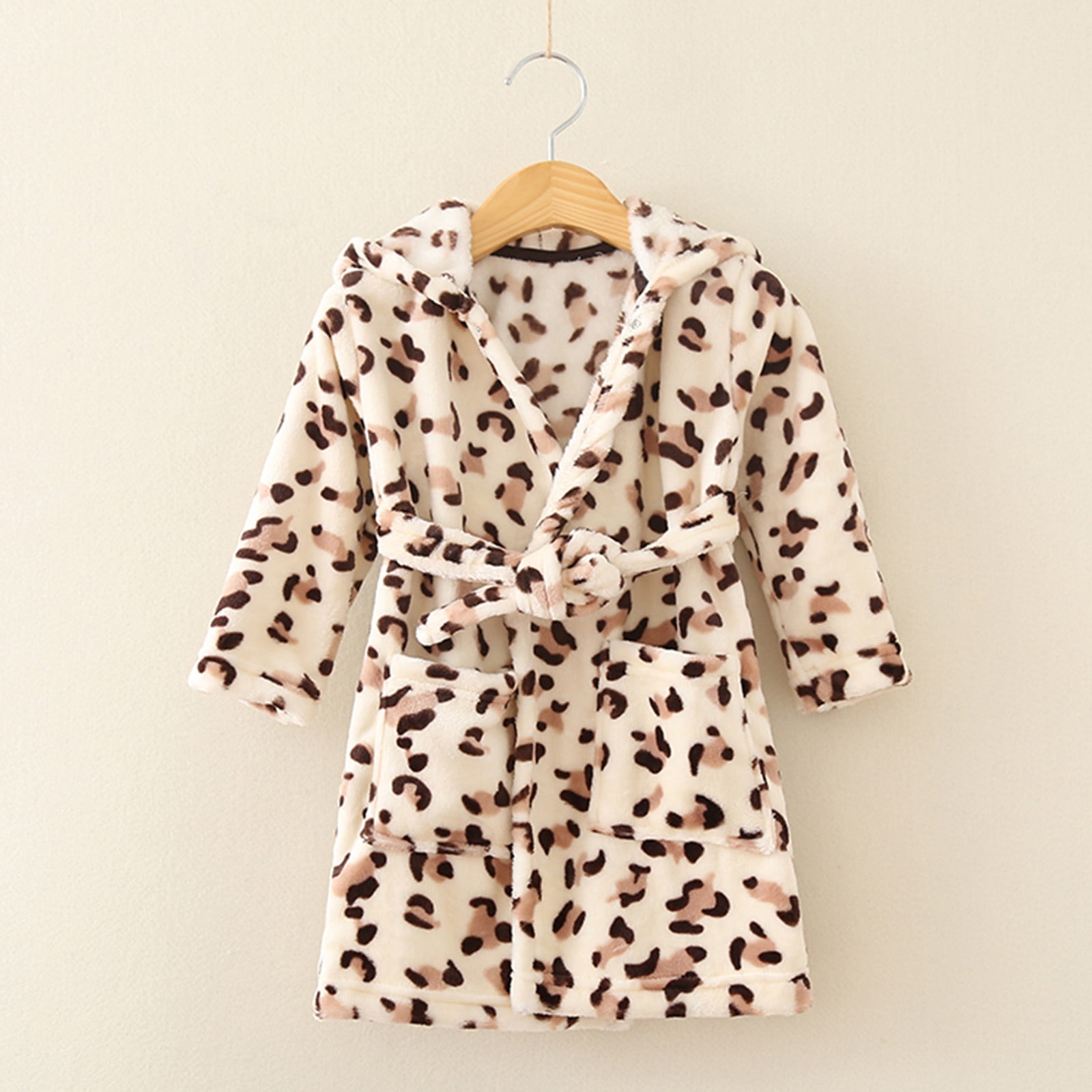 uublik Robe for Girls Soft Warm with Pockets Thick Flannel Hooded Robe ...