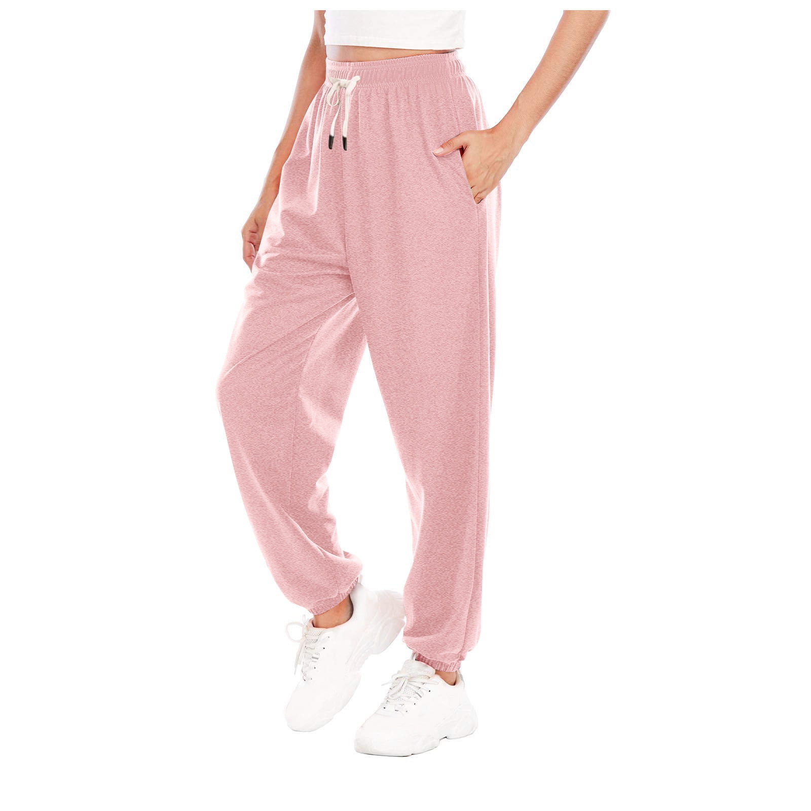 uublik Sweatpants Girls Loose Cozy Solid Colour Drawstring Waist ...
