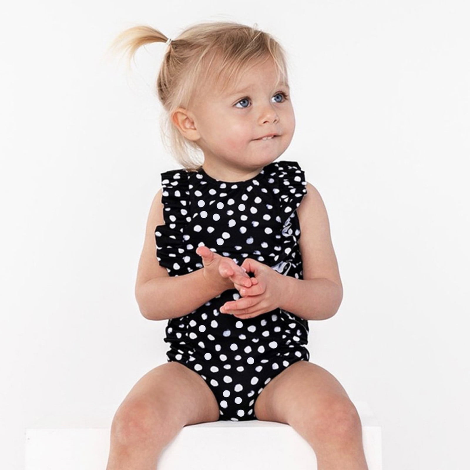 uublik Toddler Girl Swimsuit Sleeveless Tankini Polka Dot Printed ...