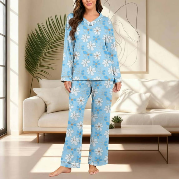 uublik Women Pajama Pant Sets 2 Piece Lounge Set Long Sleeve Tops and ...