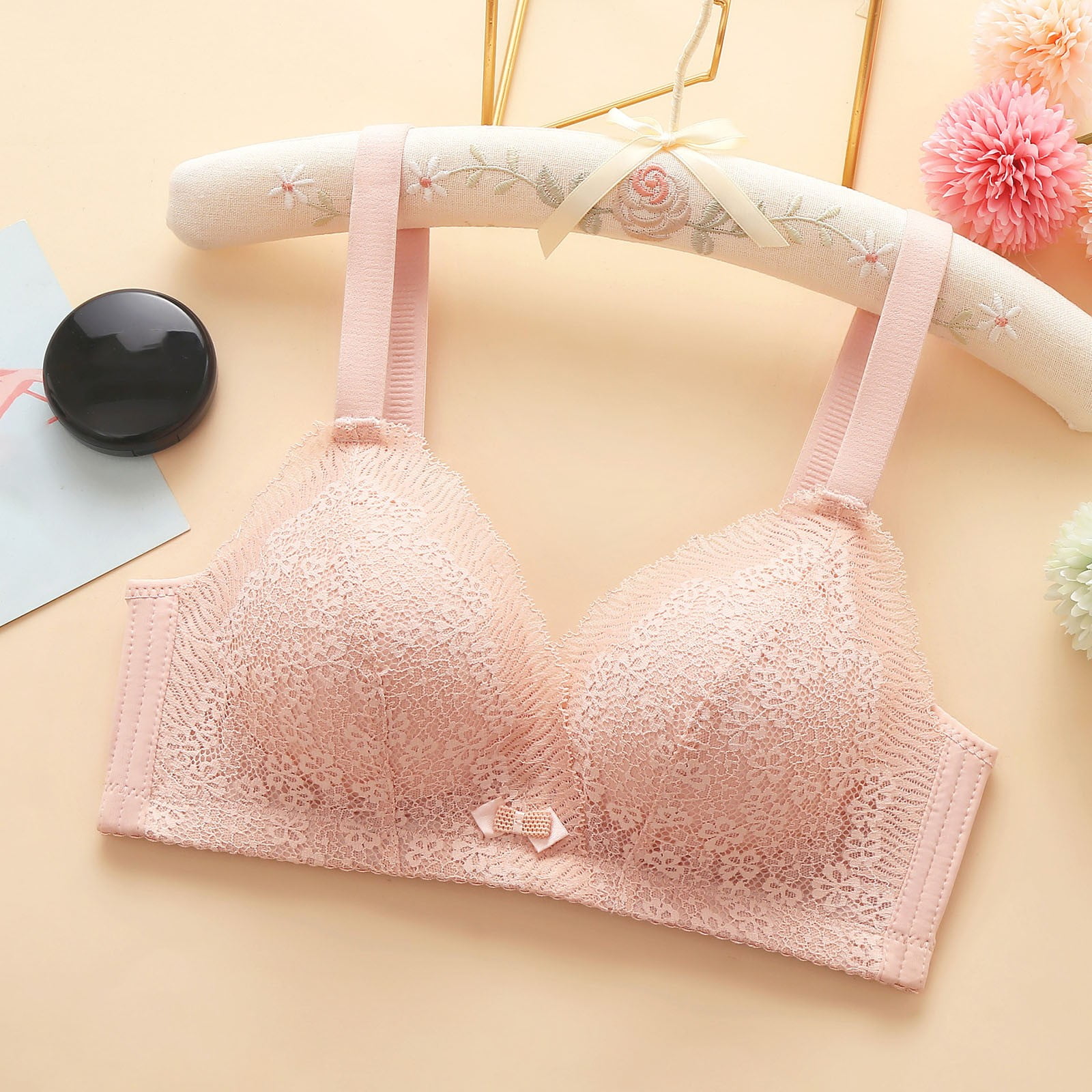 uublik Womens Bras Push Up Comfortable Wirefree Everyday Bra Beige ...