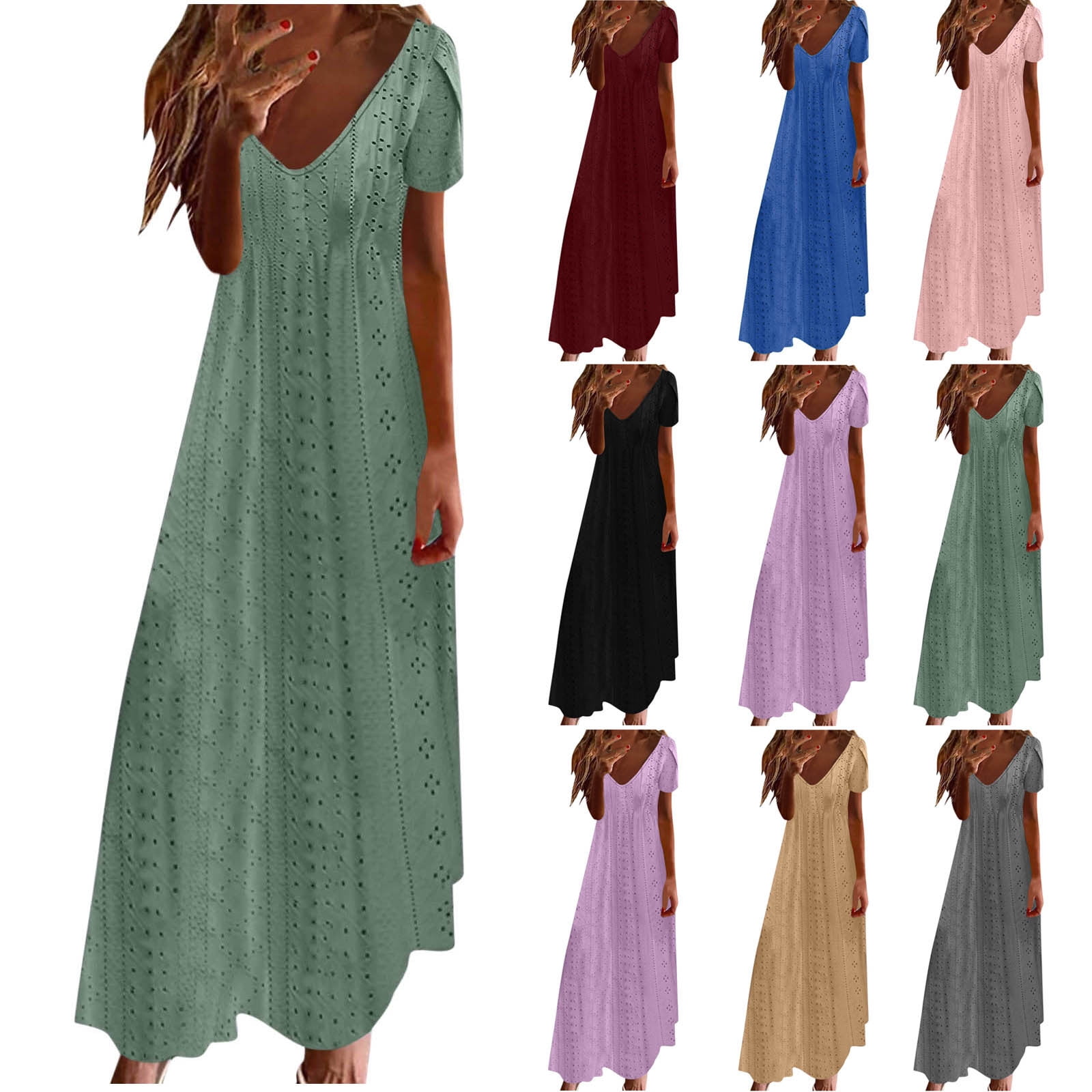 uublik Womens Summer Dresses Black Flowy V Neck Tiered Beach Vacation ...