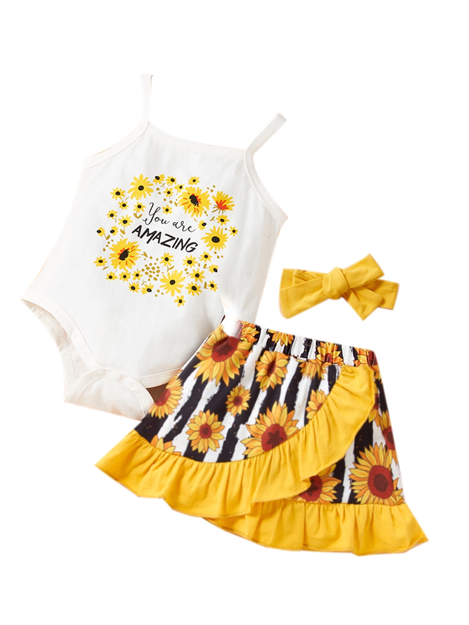 uukiA Infant 0-24Months Baby Girl 2 Piece Set Fruit And Sun Flower ...
