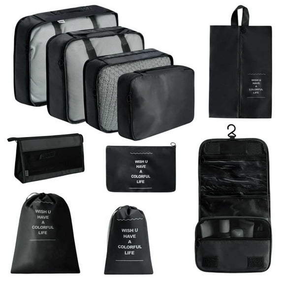 uvwlwu 10 Piece Travel Packing Cubes Set Foldable Lightweight Suitcase ...