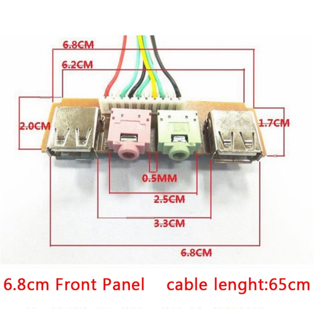 uvwlwu 2 USB PC Computer Case 6.8CM Front Panel USB Audio Port Mic ...