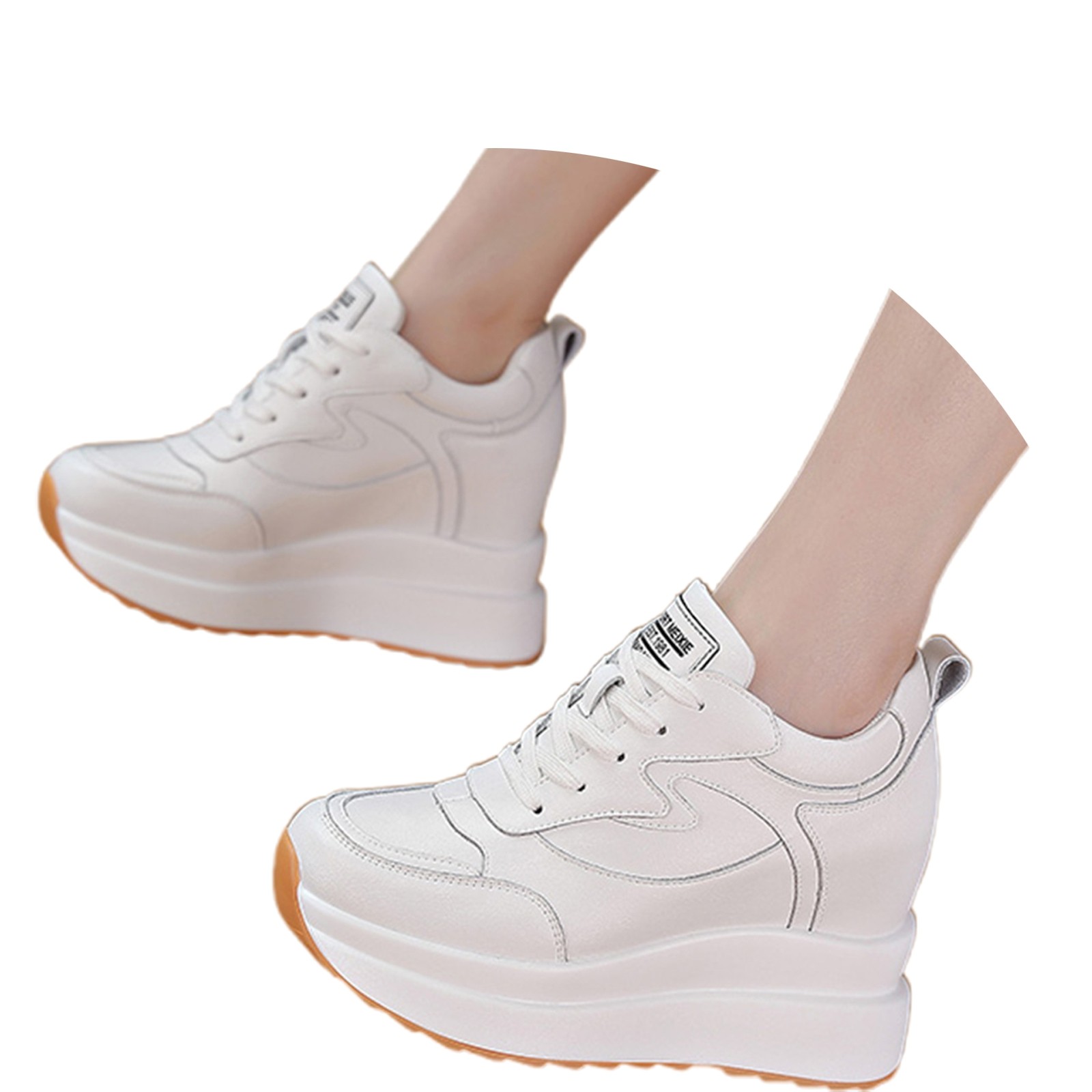 uvwlwu Casual Shoes for Women On Platform Sneakers Comfortable White ...