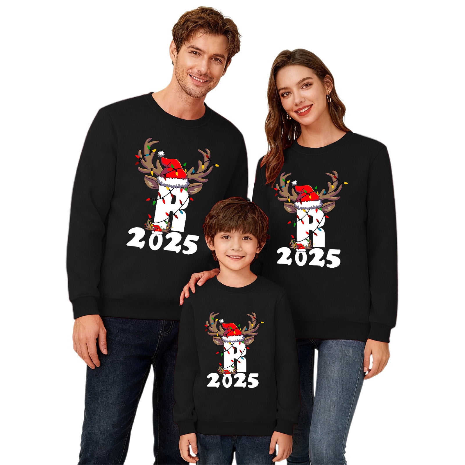 uvwlwu Family Matching Christmas Long Sleeve Crewneck Letter Print ...