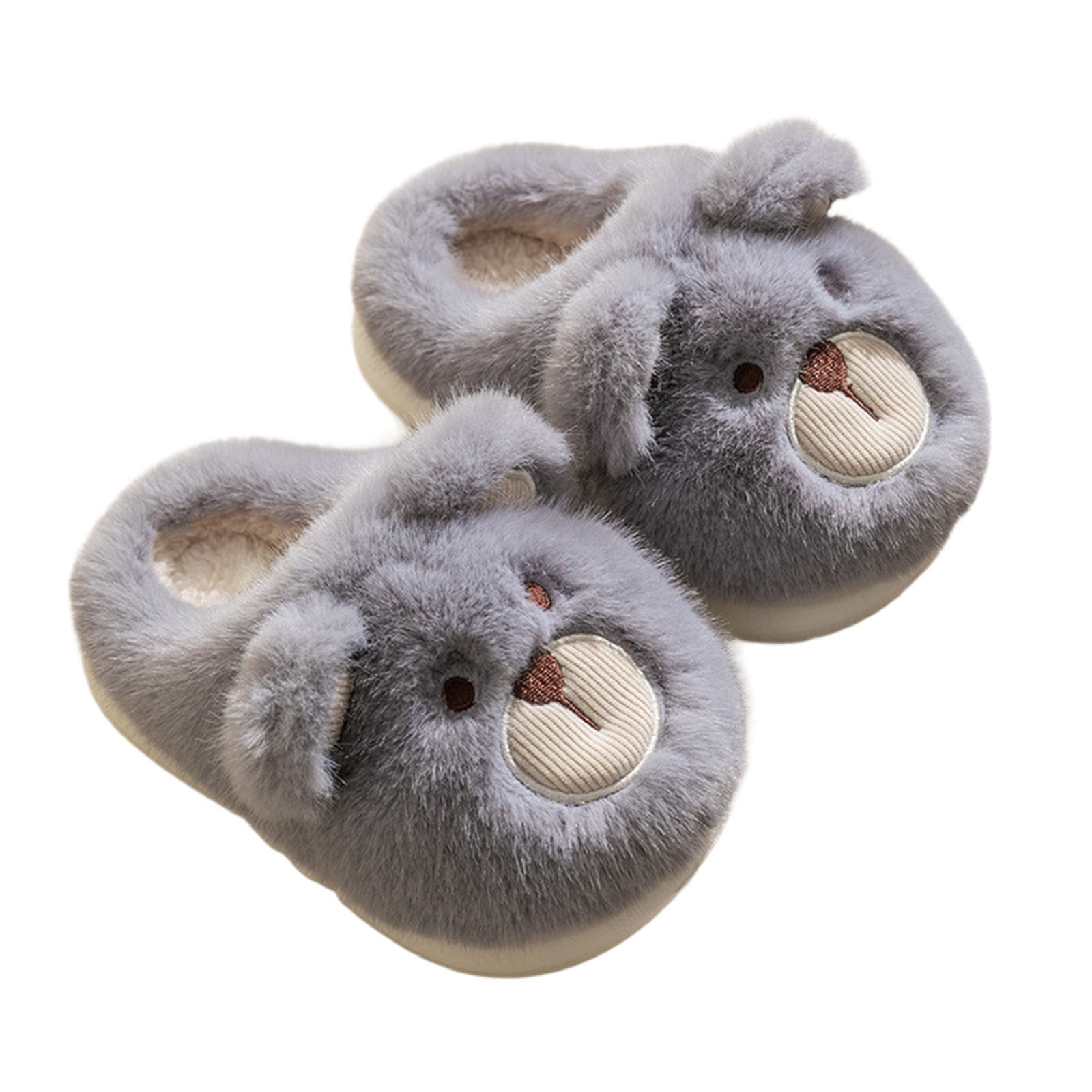 uvwlwu Girls Slippers Winter Warm Fuzzy Shoes Indoor Cute Bear Design ...